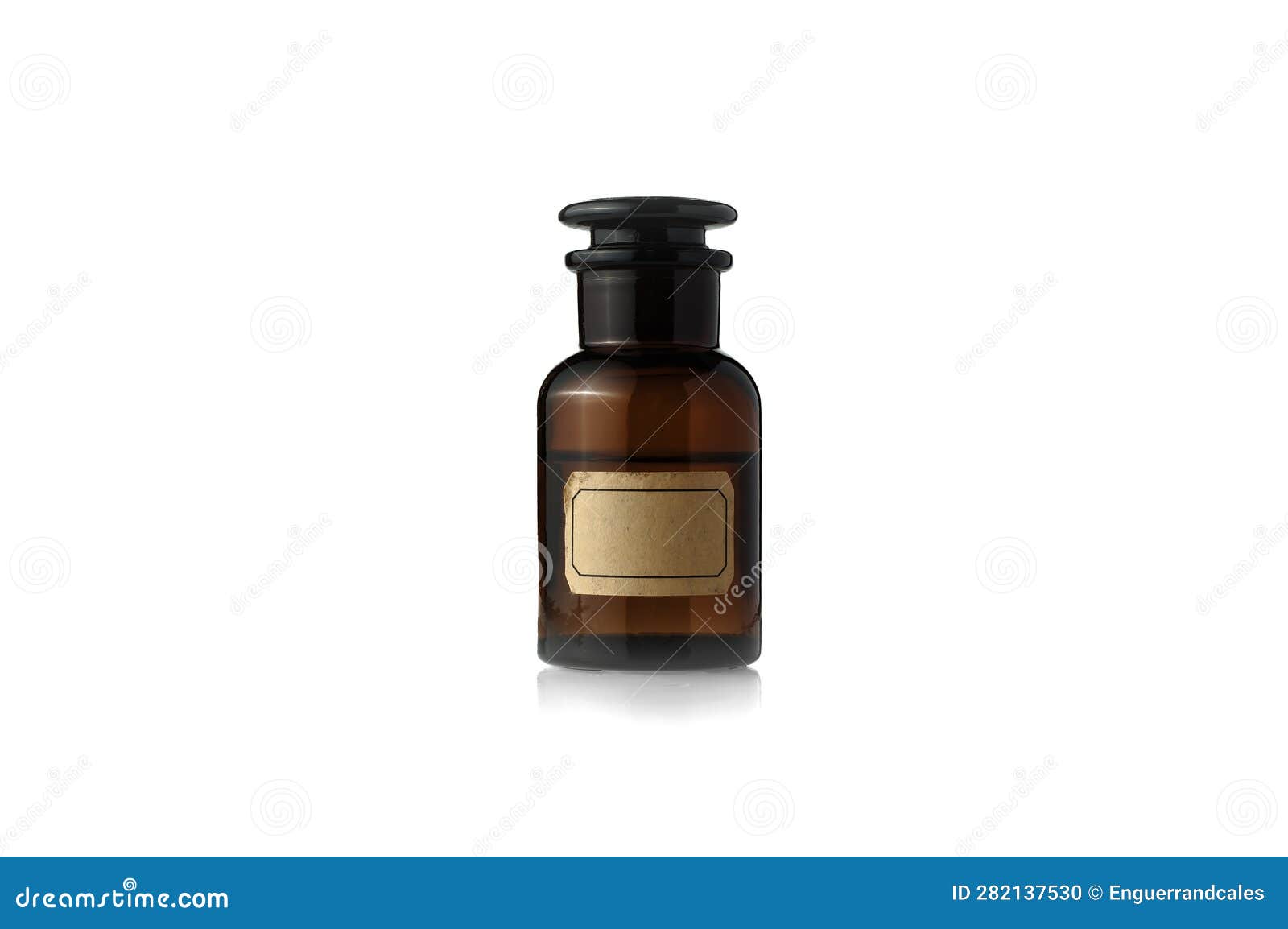 Brown Bottle with Empty Label Stock Photo - Image of style, container ...