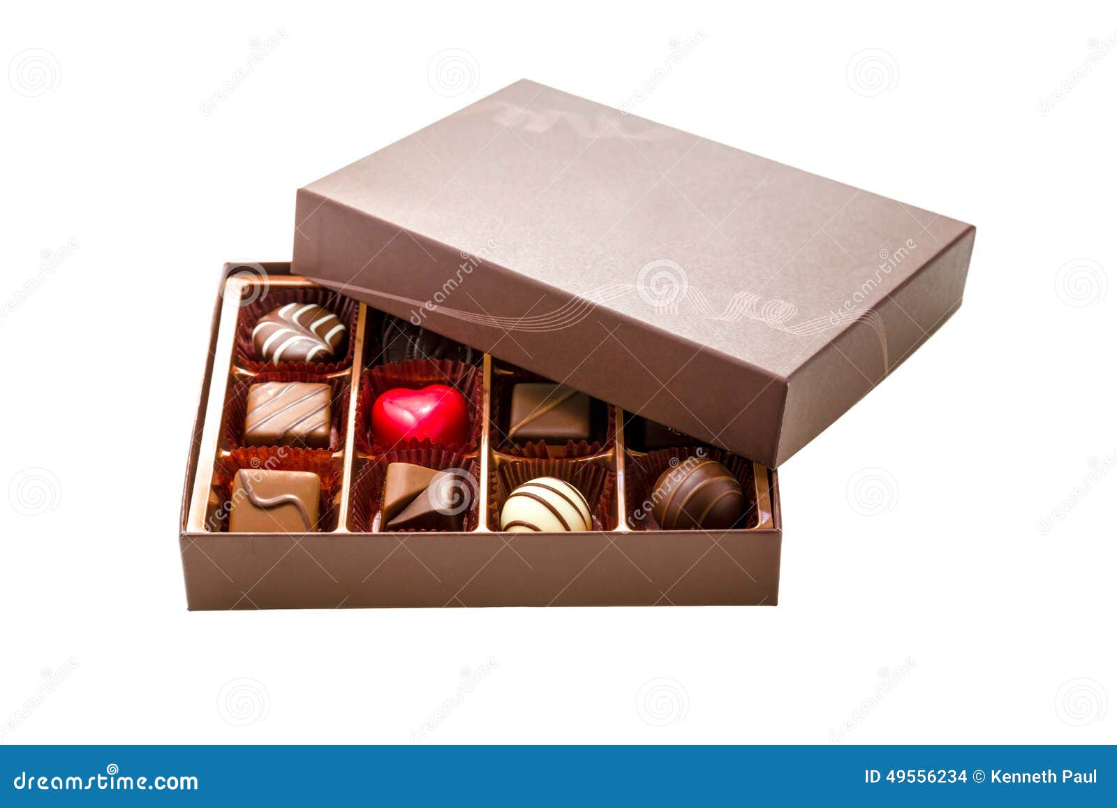 Brown Box of Chocolate with Assorted Chocolates Stock Photo - Image of ...