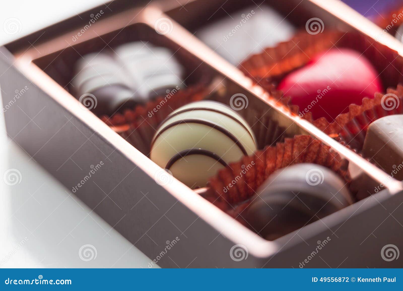 Brown Box of Chocolate with Assorted Chocolates, Macro Stock Photo ...