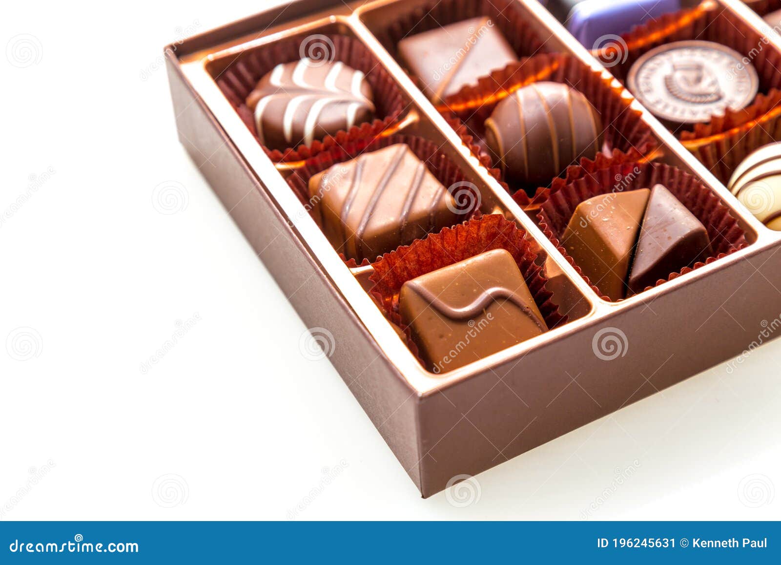 Brown Box of Chocolate with Assorted Chocolates Stock Image - Image of ...