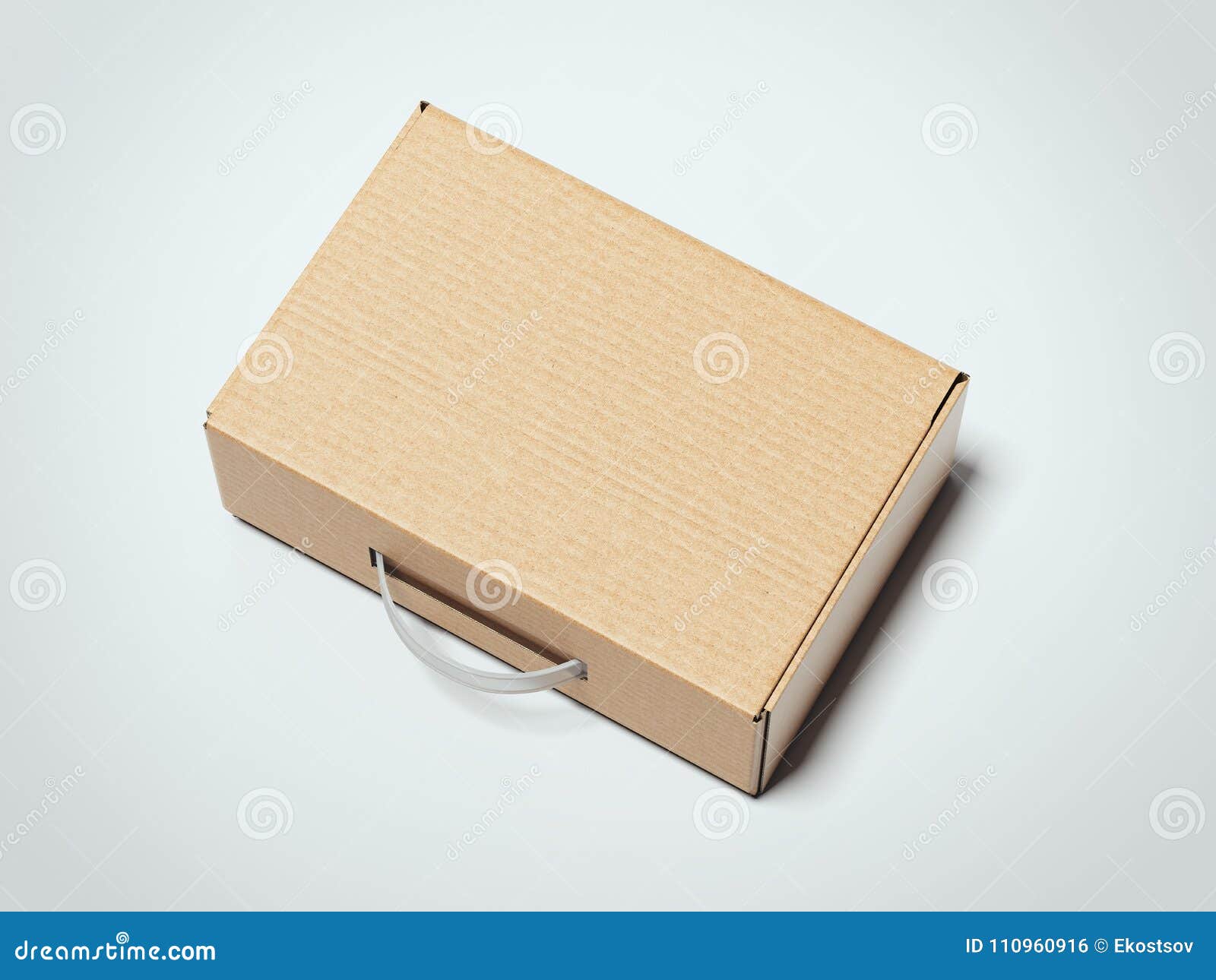 Brown Box Package with Transparent Handle. 3d Rendering Stock ...