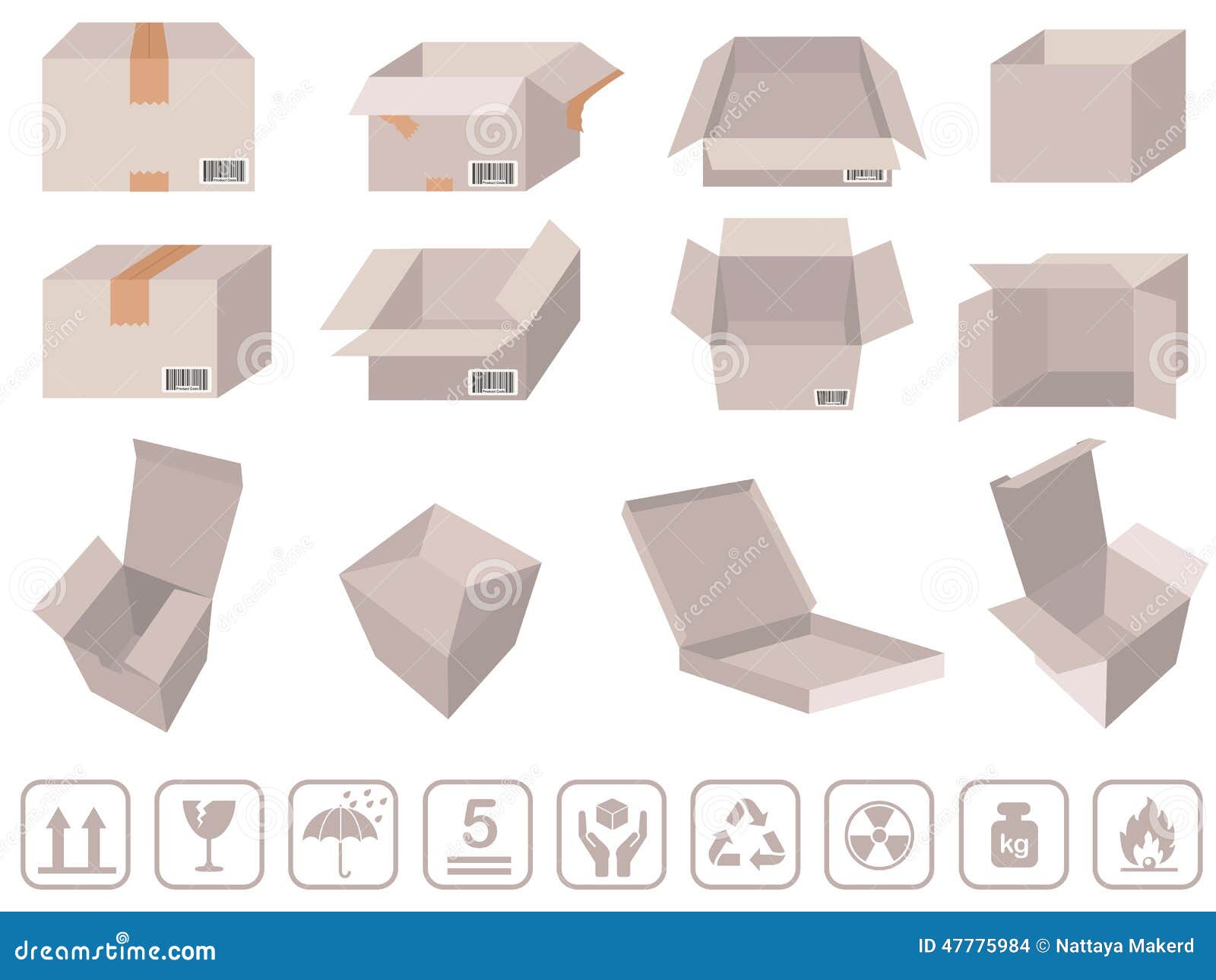 Brown Box Packaging - Vector Cardboard Boxes with Signs Stock Vector ...