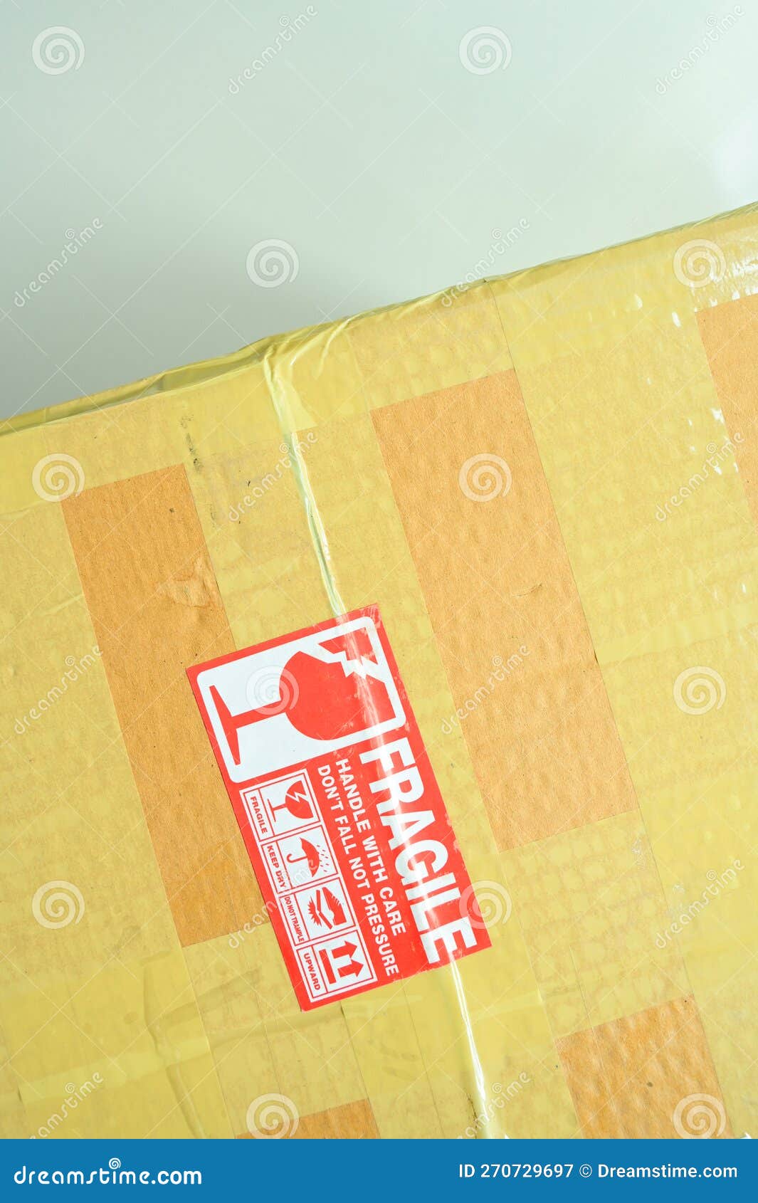 Brown Box Packaging with Warning Symbol Stock Image - Image of board ...