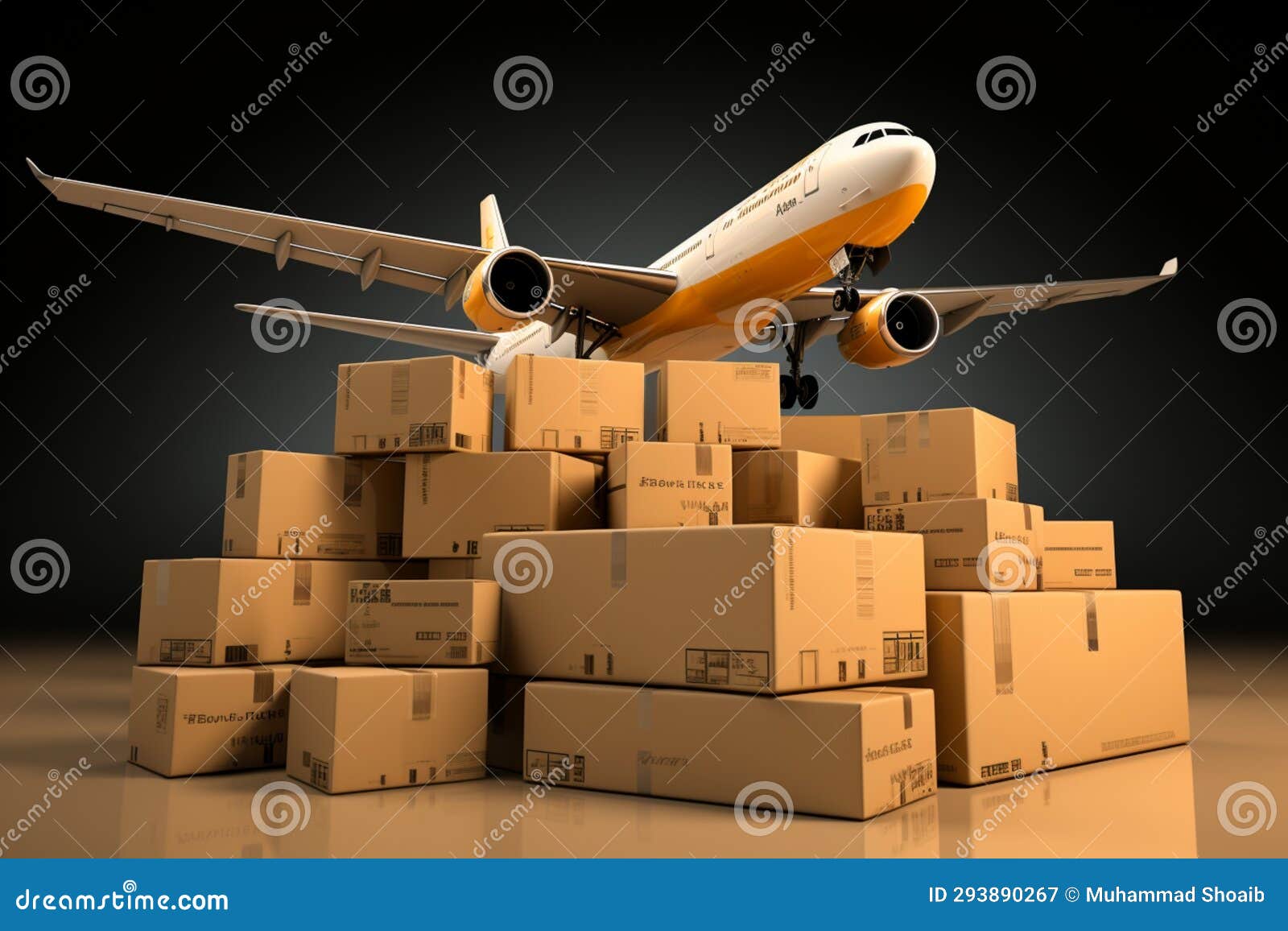 Brown Box Stack Illustrates a Worldwide Airplane Shipping Operation in ...