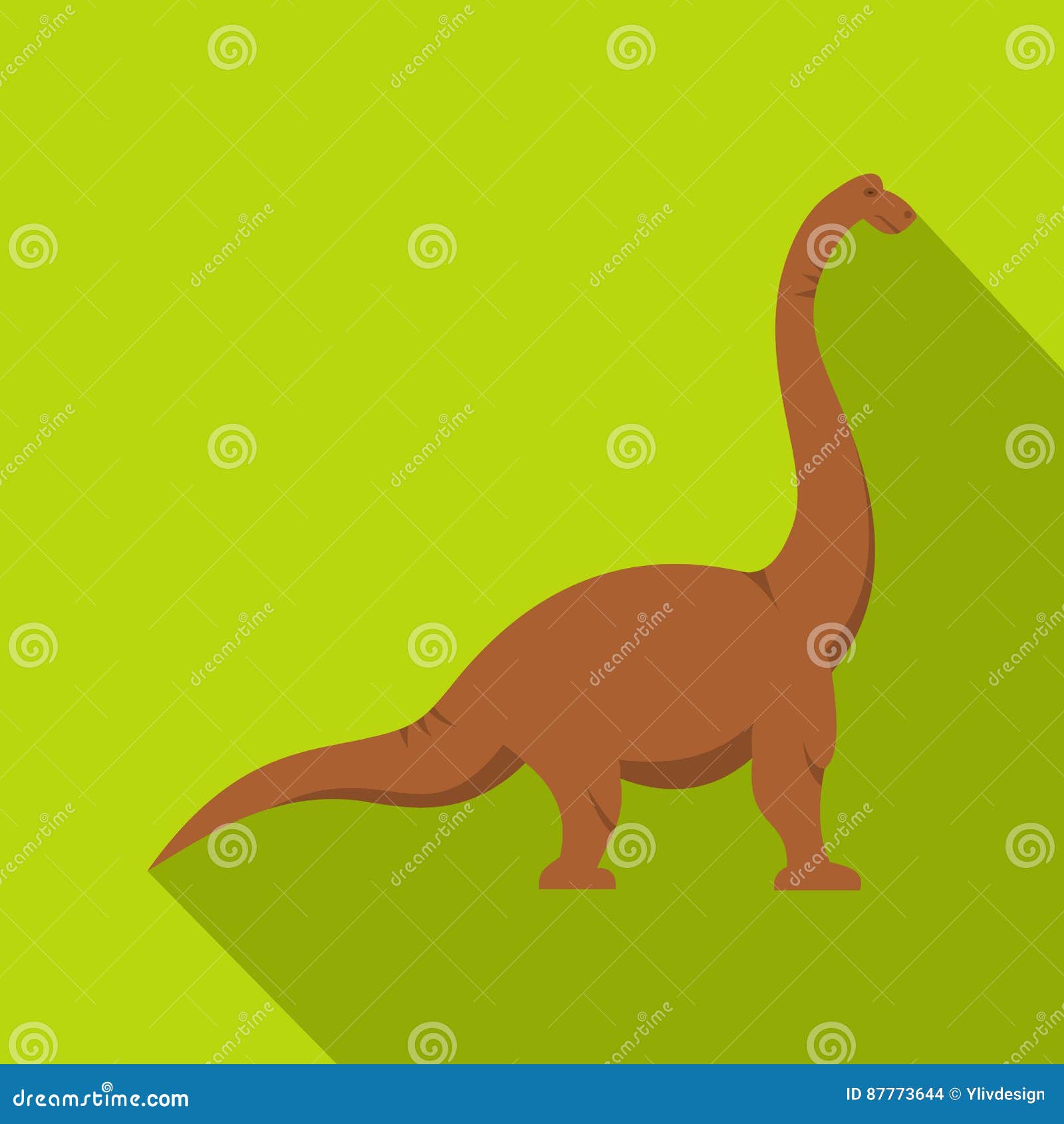 Brown Brachiosaurus Dinosaur Icon, Flat Style Stock Vector - Illustration of jurassic, force ...