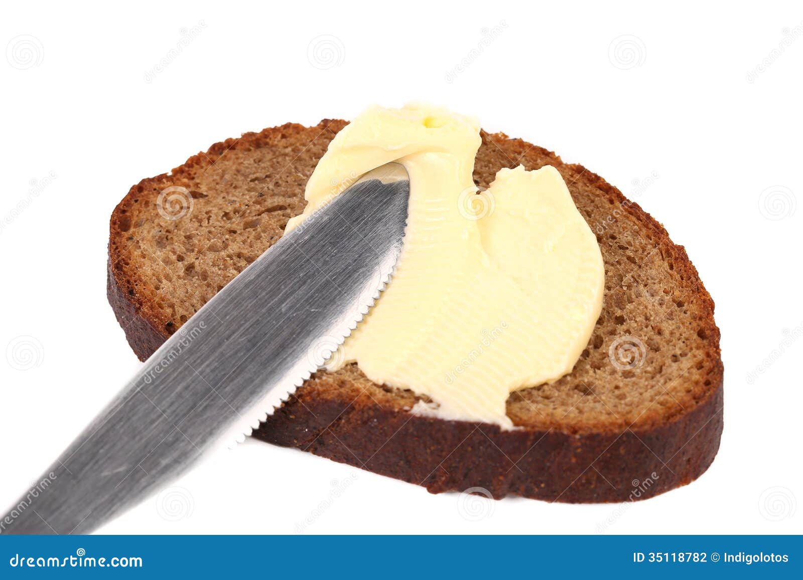 Brown bread and butter. stock photo. Image of dark, slice - 35118782