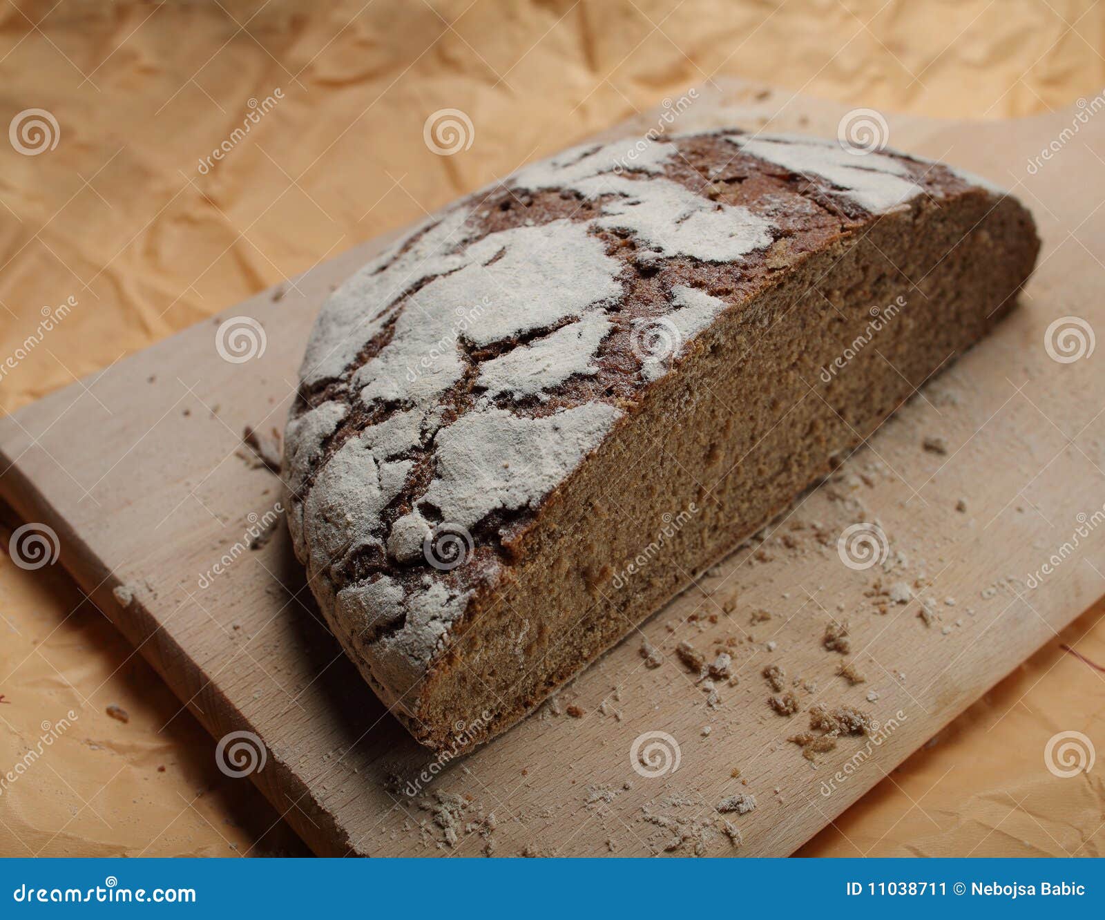 Brown Bread on Chopping Board Stock Image - Image of organic ...