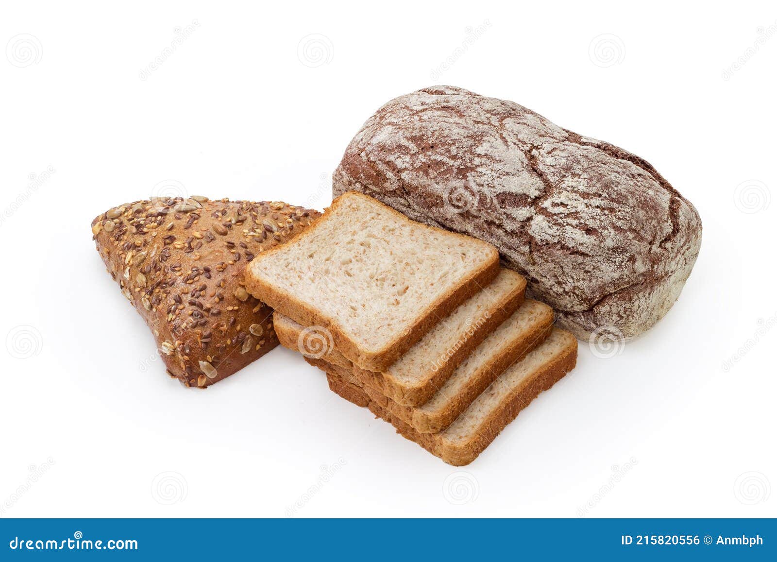Brown Bread, Slices of Toast Bread and Multigrain Triangular Bun Stock ...