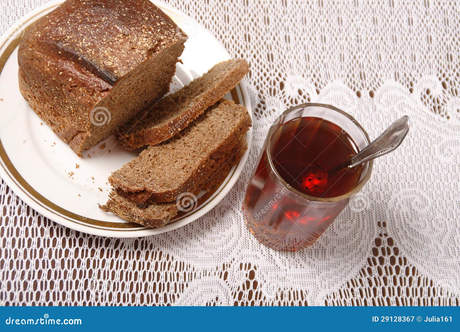 Brown bread and tea stock image. Image of wall, plate - 29128367