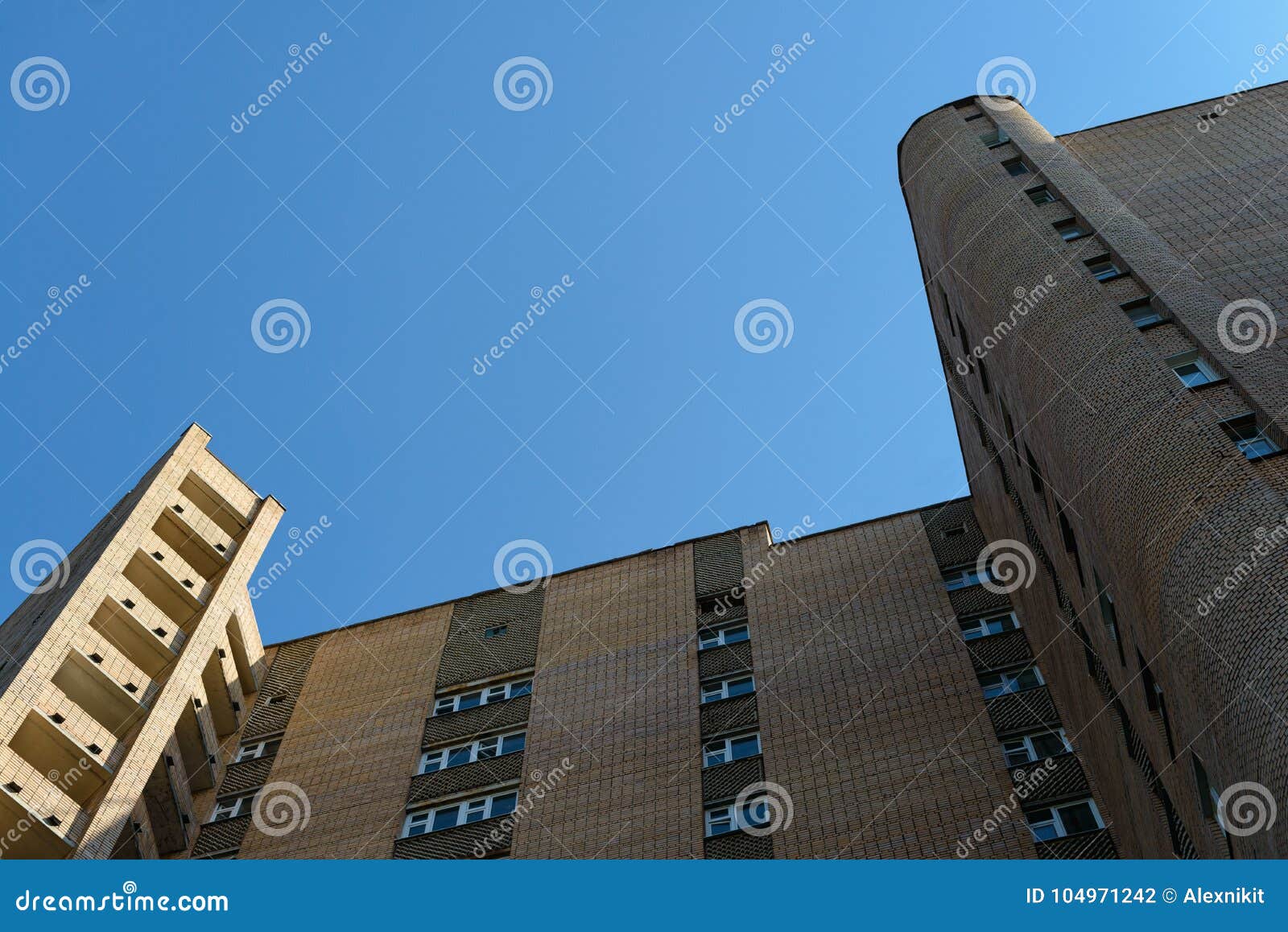 Brick High-rise Apartment Building Exterior With Loggias Royalty-Free ...
