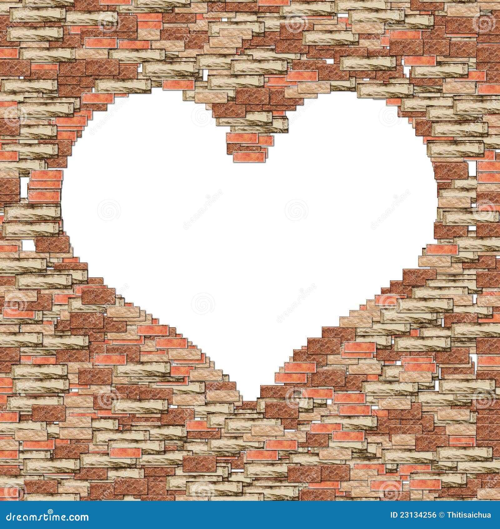 Brown Brick Wall Heart Frame Stock Photo - Image of brown, empty: 23134256