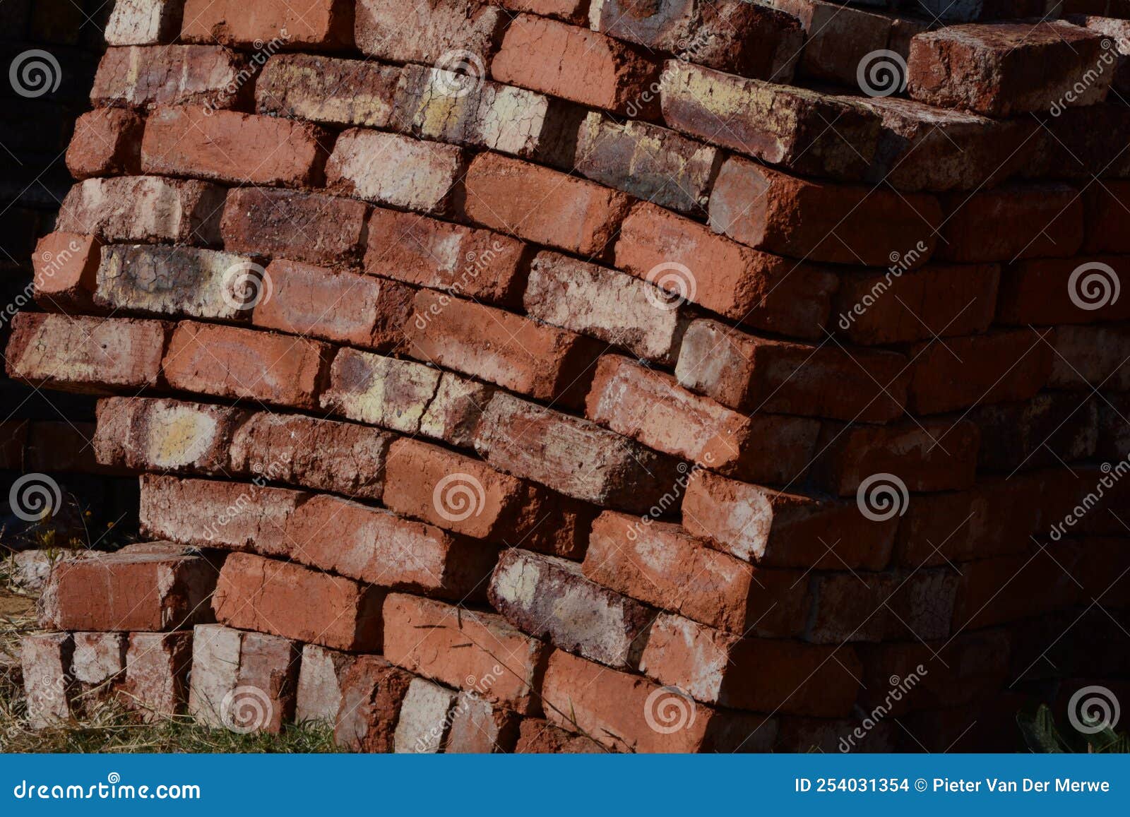 Brown Bricks about To Fall Over. Stock Photo - Image of facade, roof ...