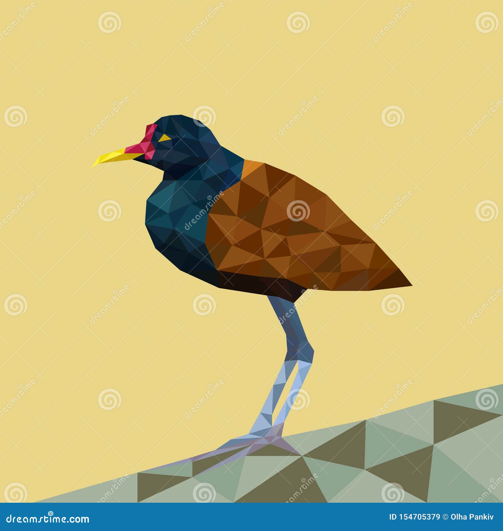 Brown bright polygon bird stock vector. Illustration of polygon - 154705379