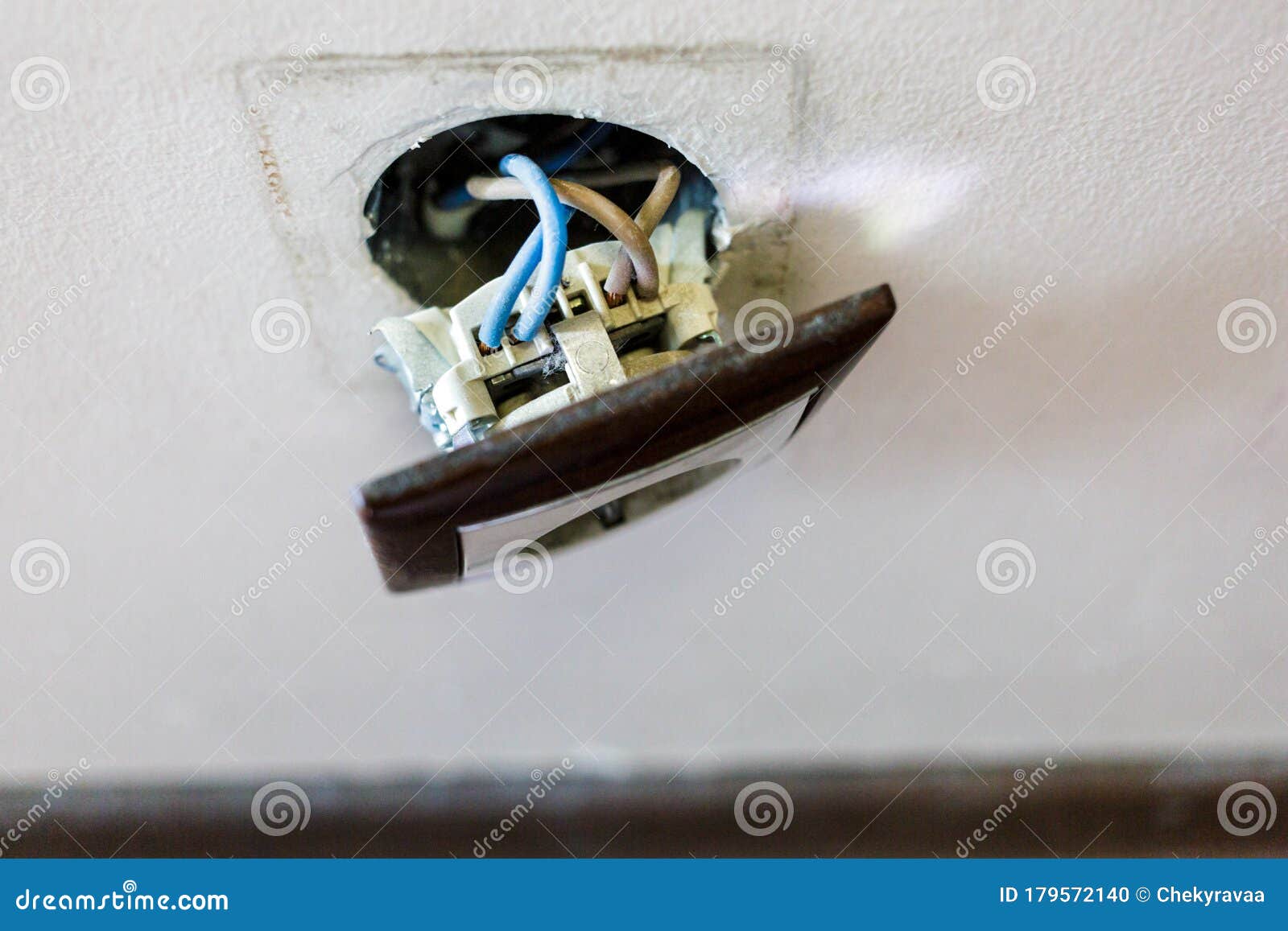 Brown Broken Electrical Socket Fell Out of the Wall. the Socket is Torn ...