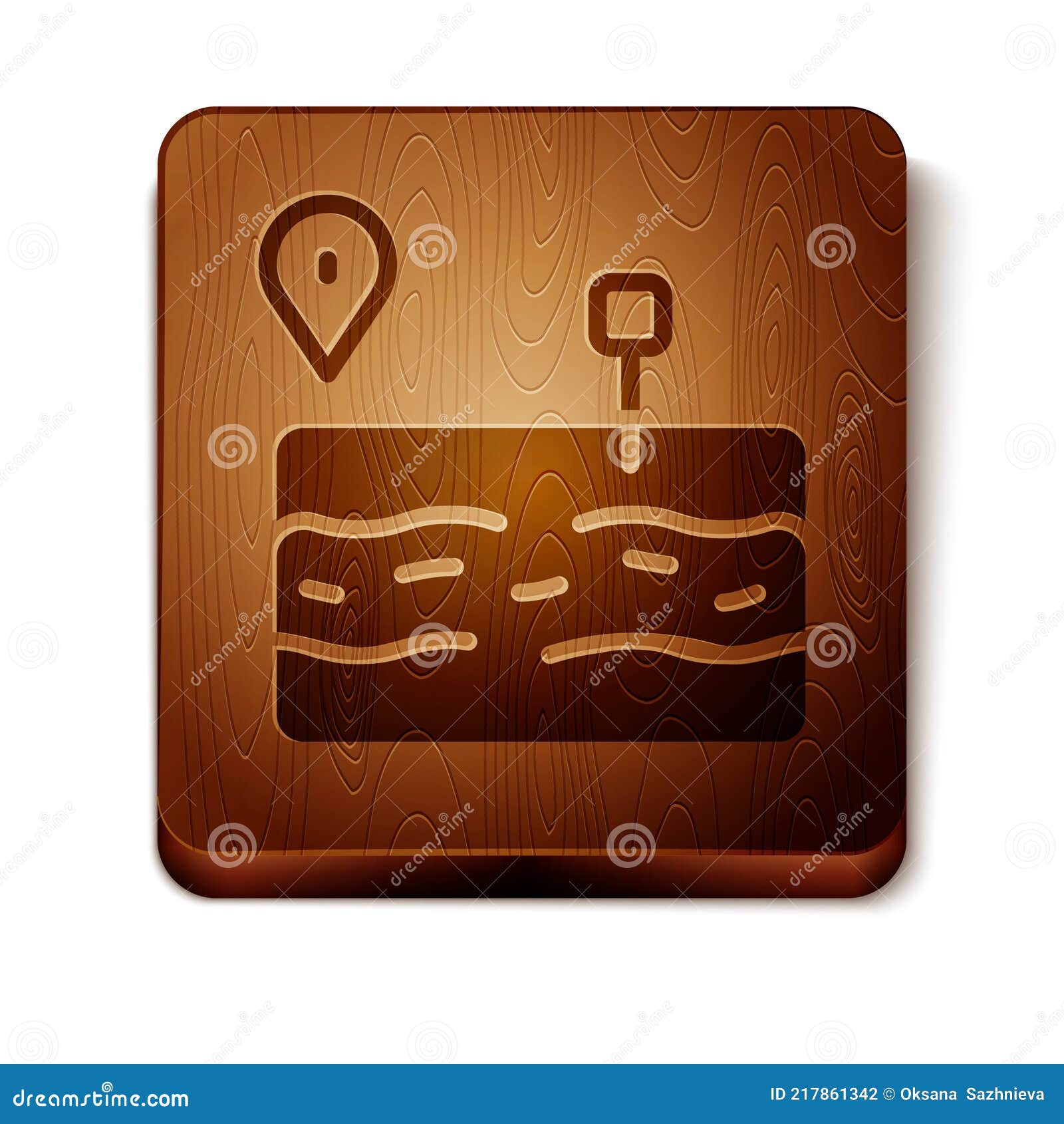 Brown Broken Road Icon Isolated on White Background. Wooden Square ...