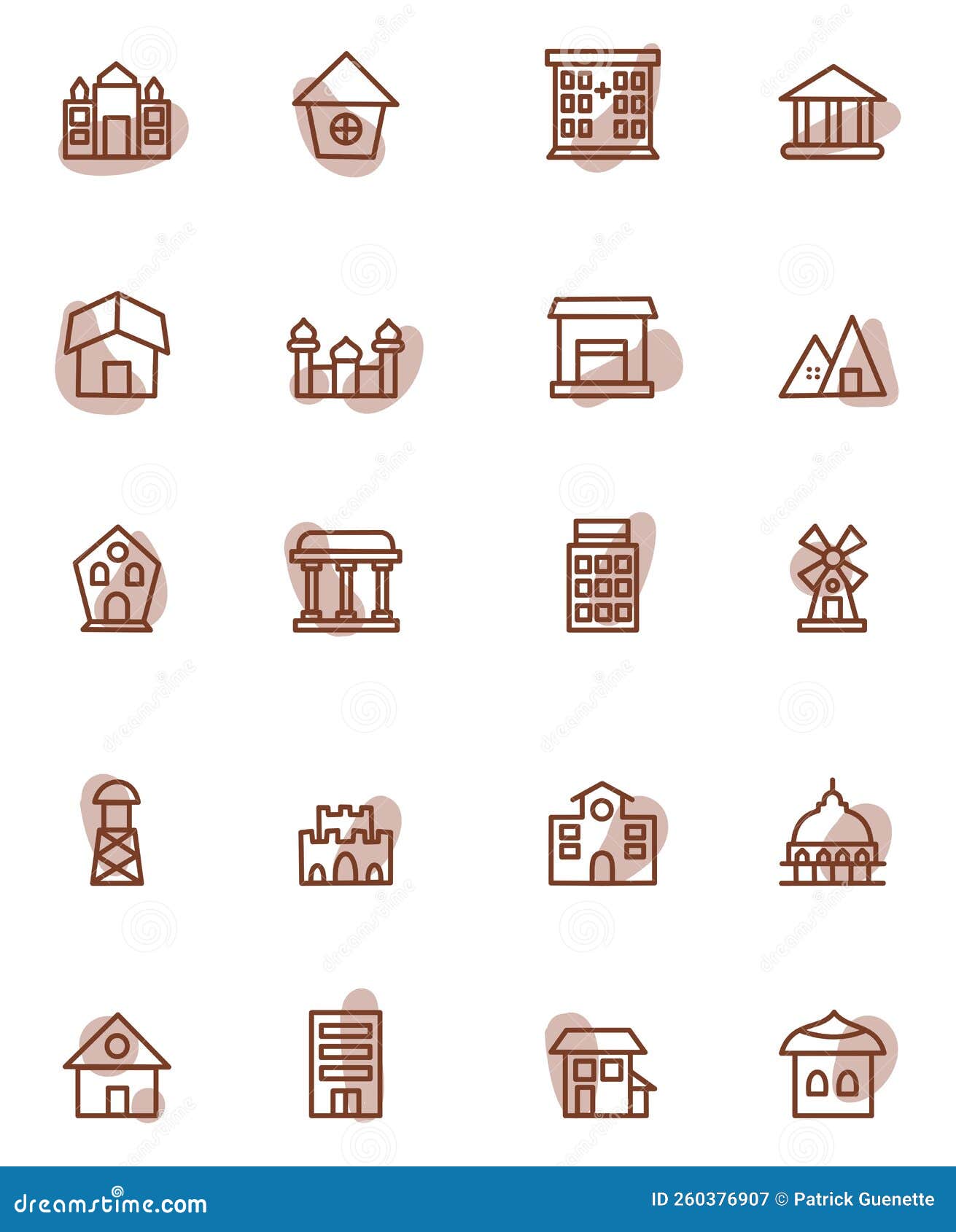 Brown buildings, icon stock vector. Illustration of exterior - 260376907