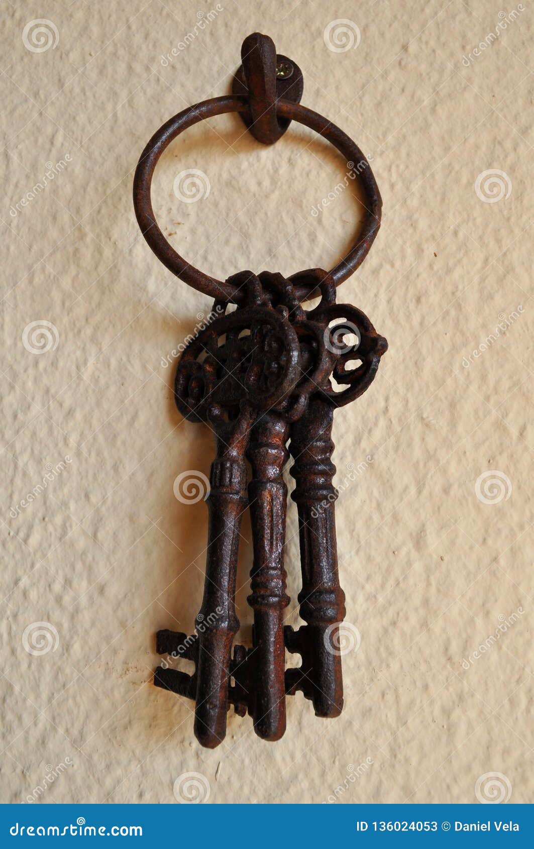 Brown Bunch of Keys Hanging from a Hook Stock Image - Image of brown ...