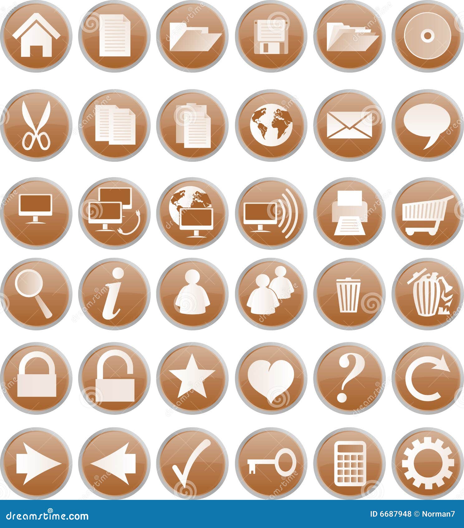 Brown buttons stock vector. Illustration of folder, detailed - 6687948