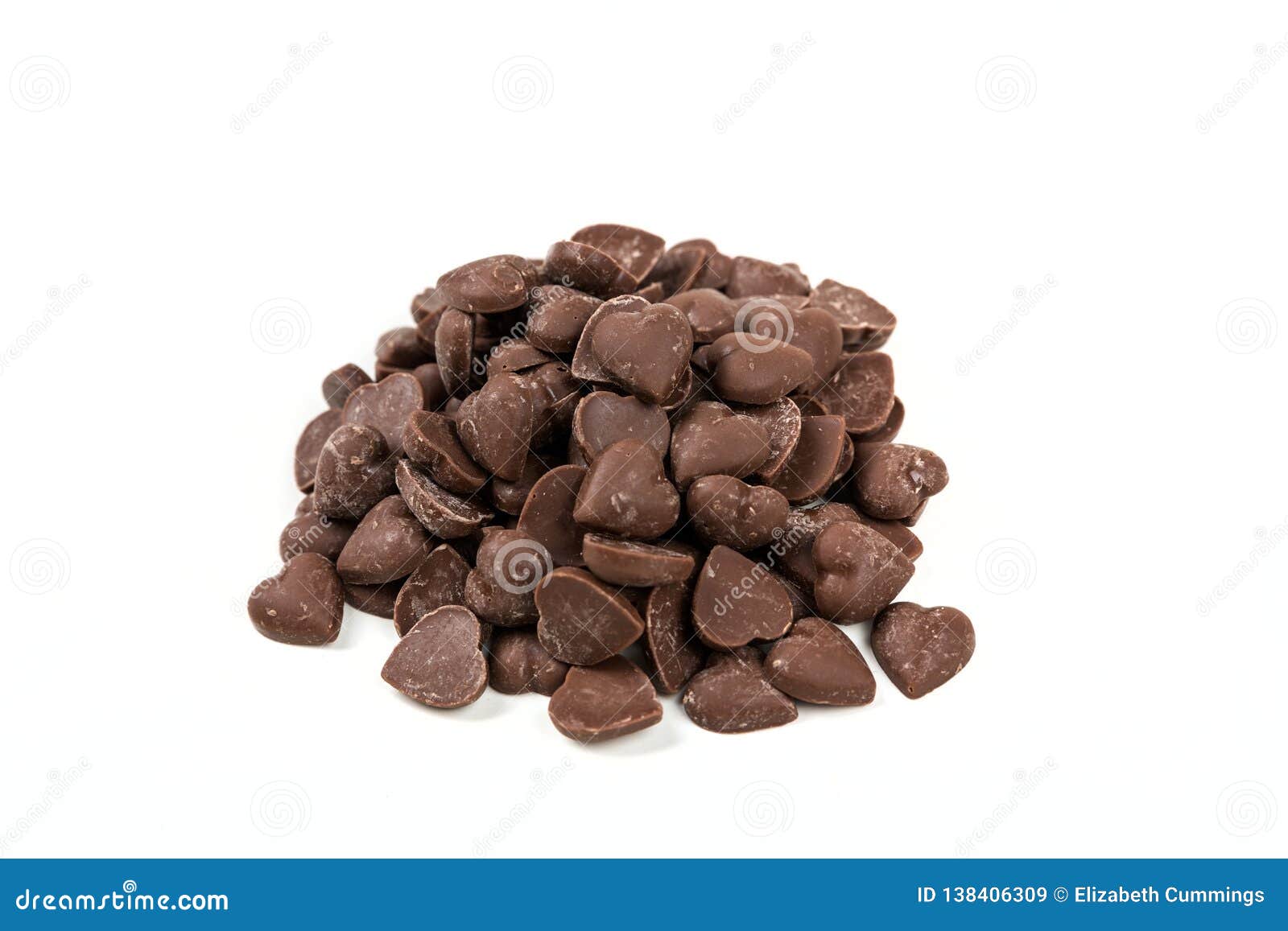 Brown Candy Heart Shaped Milk Chocolate Chip Pieces Stock Image - Image ...