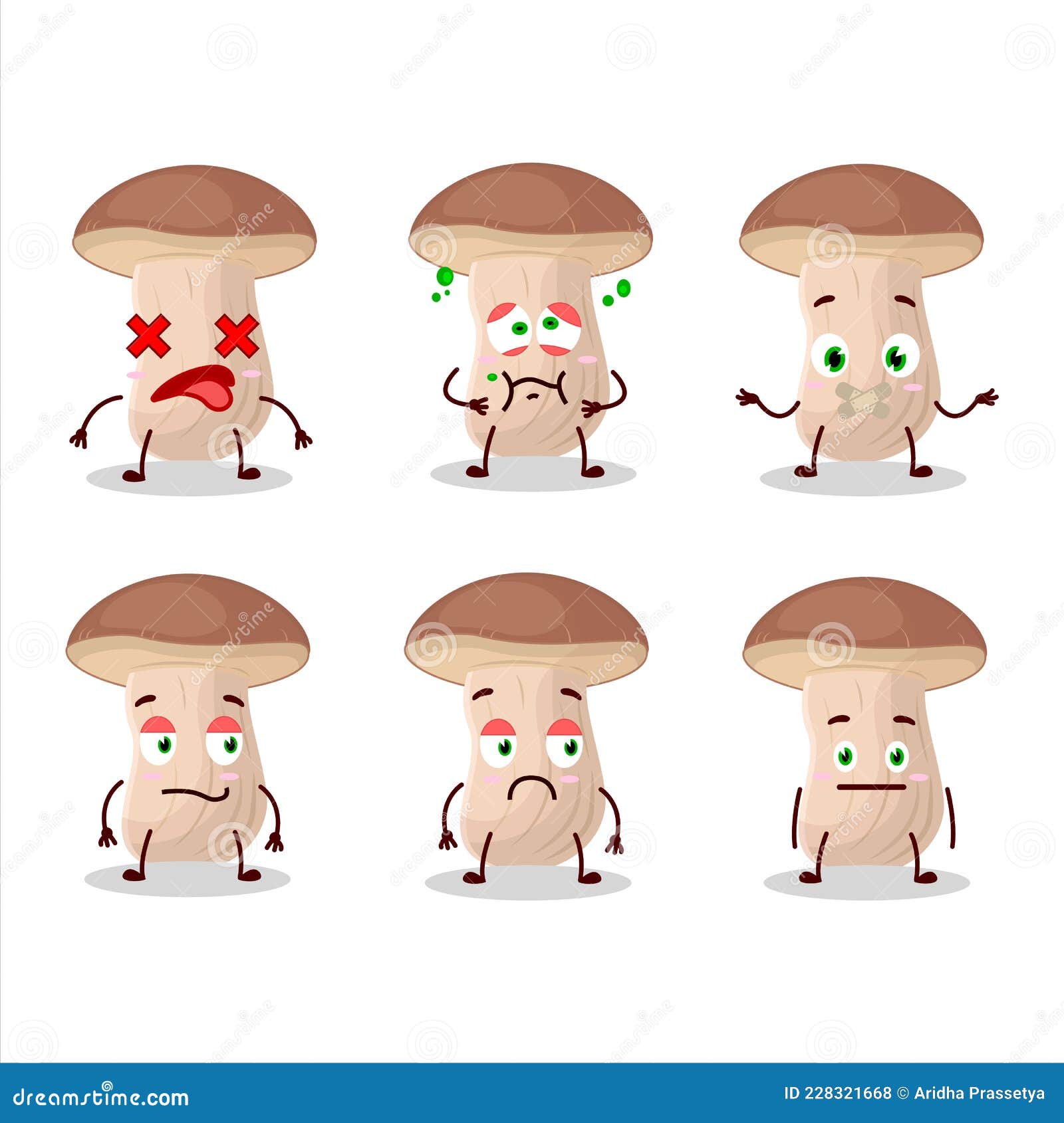 Brown Cap Boletus Cartoon Character with Nope Expression Stock Vector ...