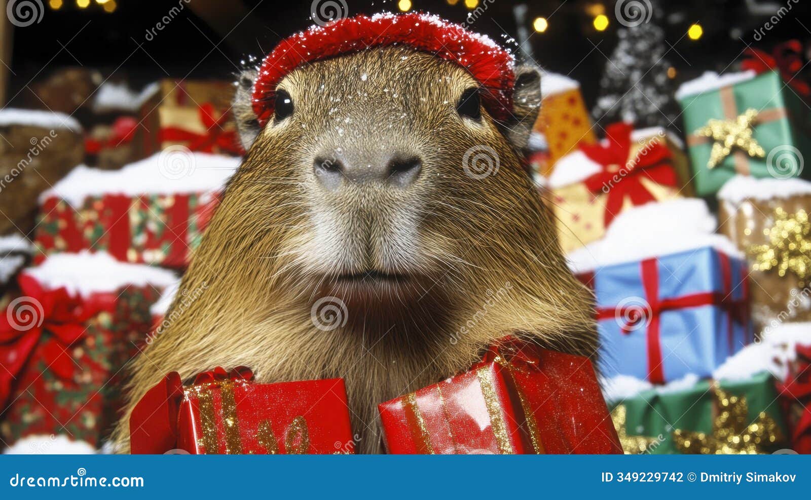 A brown capybara wearing stock photo. Image of generated - 349229742
