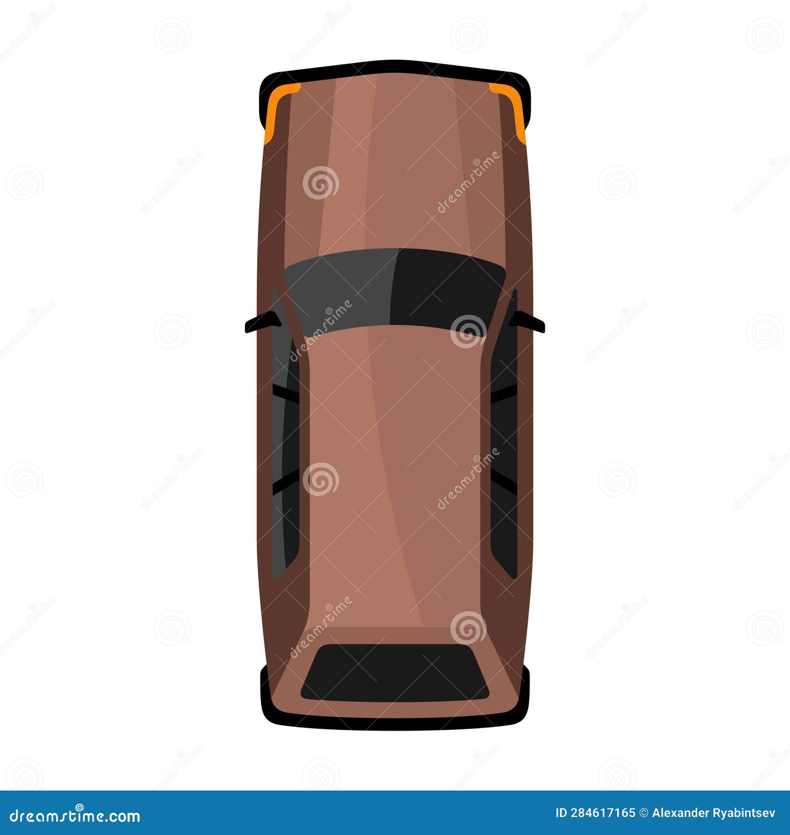 Brown Car Top View Vector Illustration. Hatchback Car Illustration ...