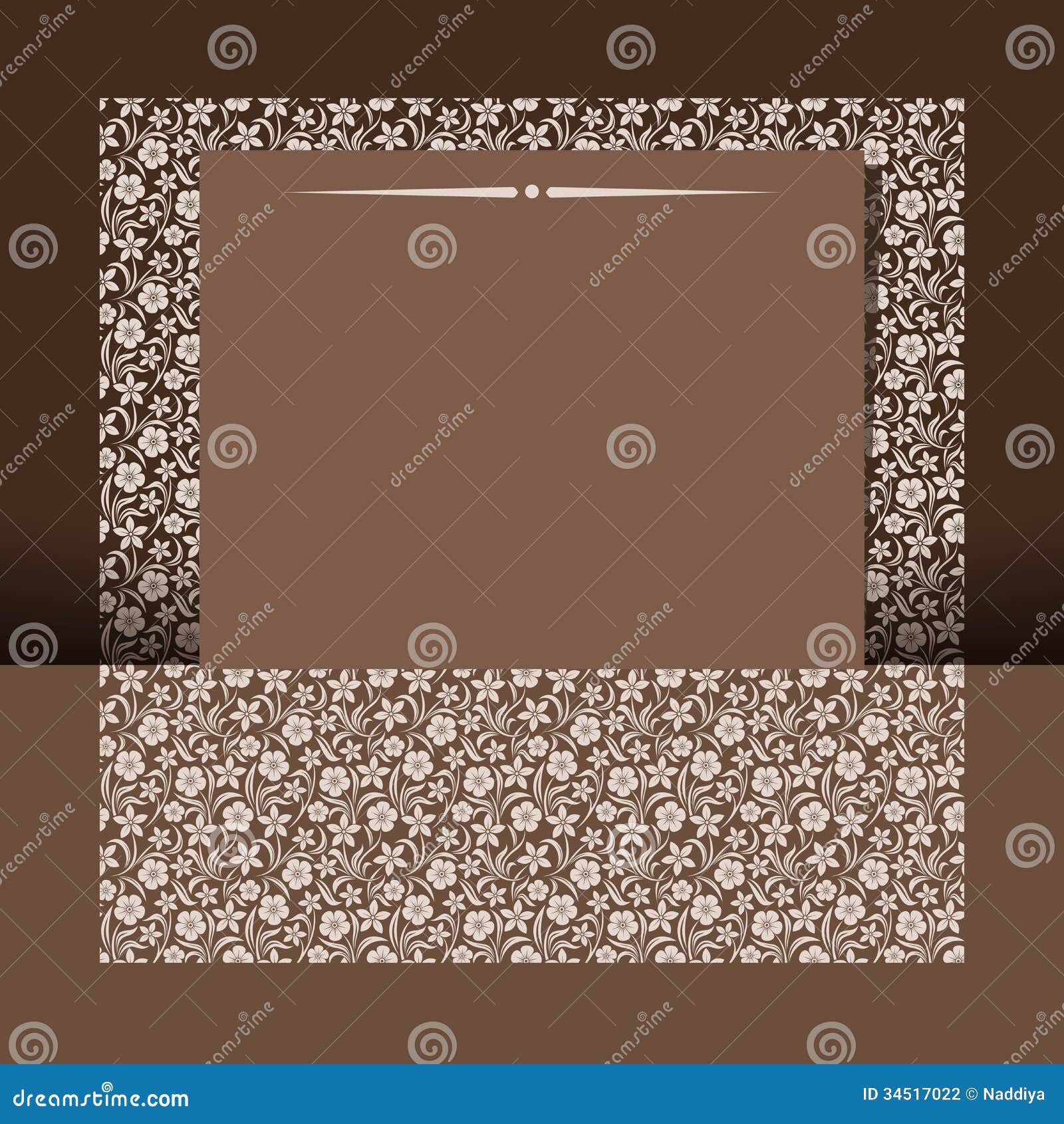 Brown Card with Floral Pattern. Stock Vector - Illustration of card ...