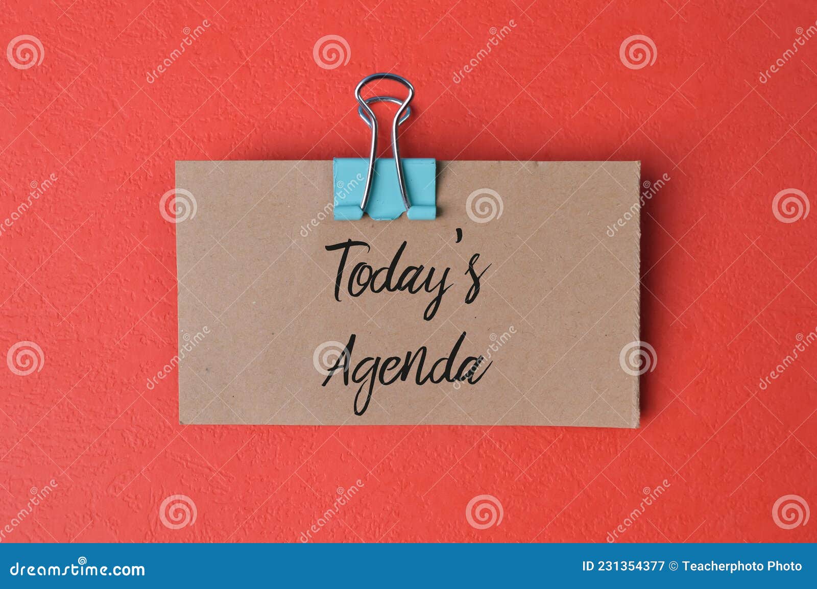 Brown Card Written with Text TODAY`S AGENDA Stock Image - Image of ...