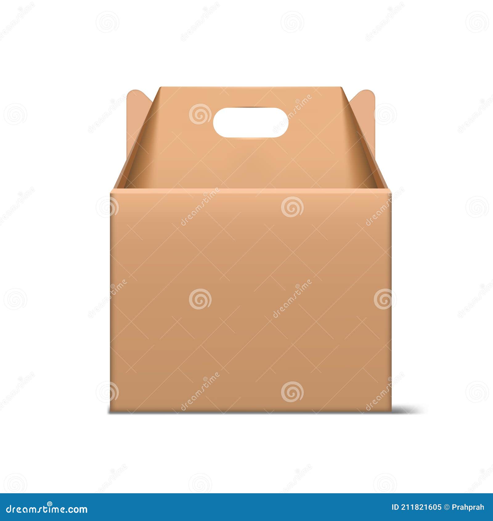 Brown Cardboard Box with Handle Isolated on White Stock Vector ...