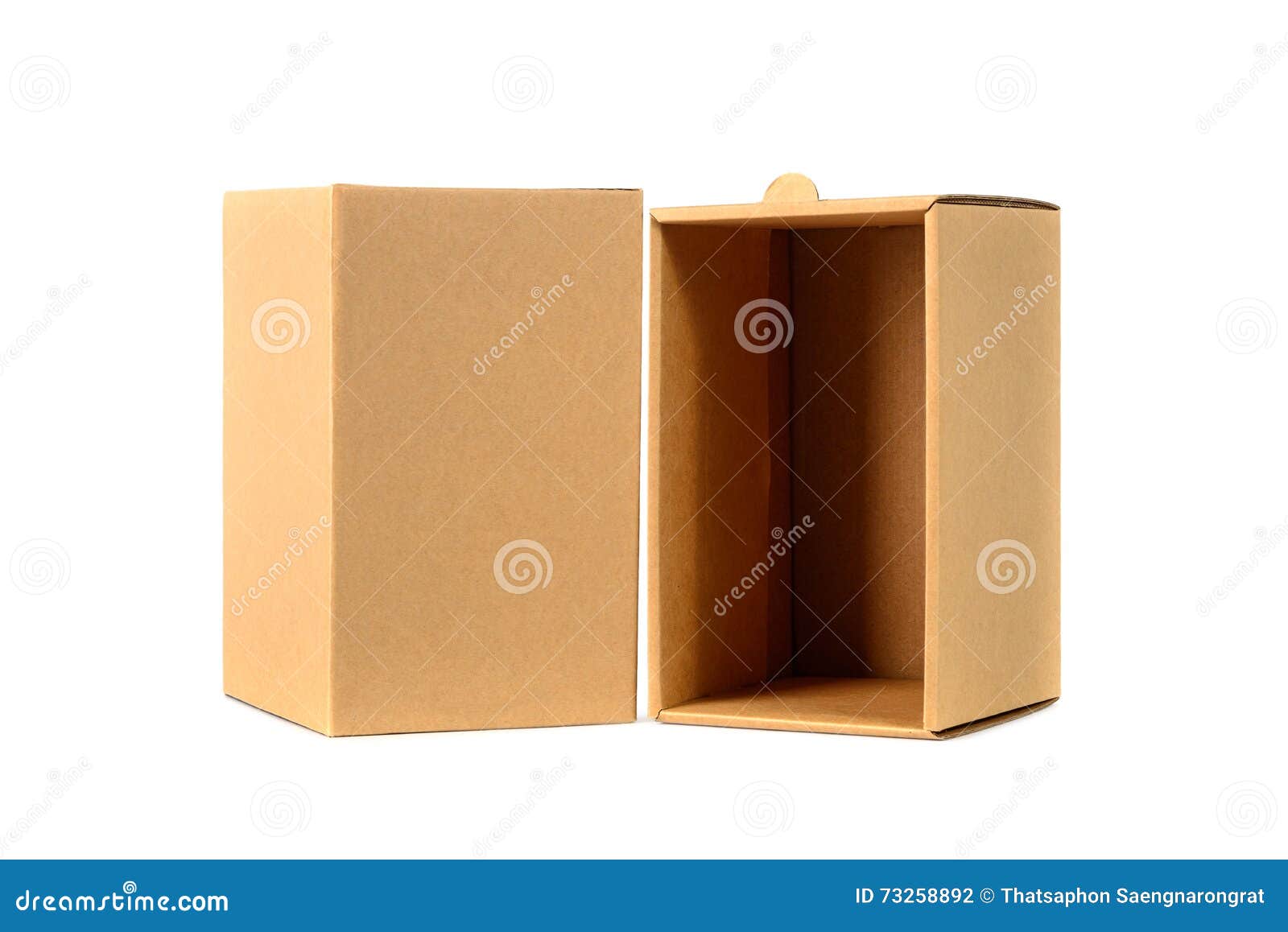 Brown Cardboard Box Package With Cover, Isolated On White Background ...