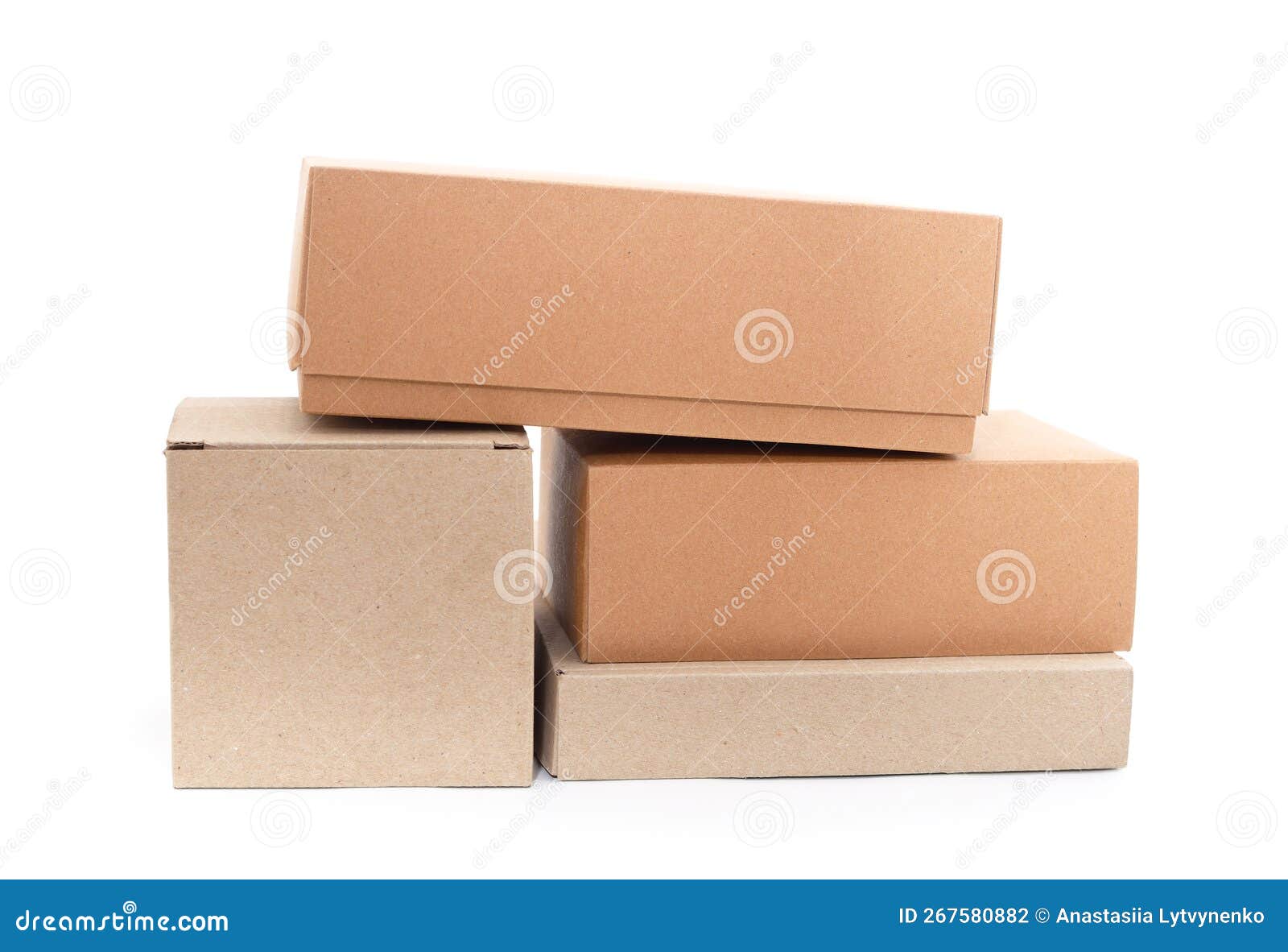 Brown cardboard boxes stock photo. Image of package - 267580882