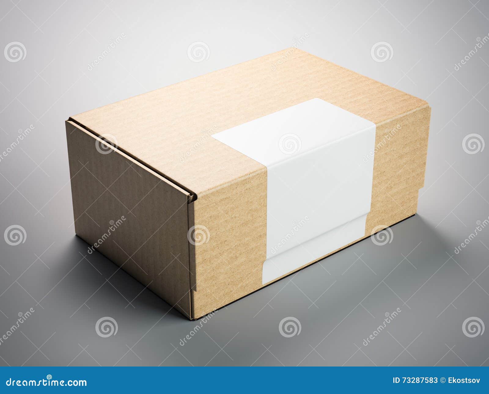 Brown Cardboard Package with Blank Sticker. 3d Rendering Stock ...
