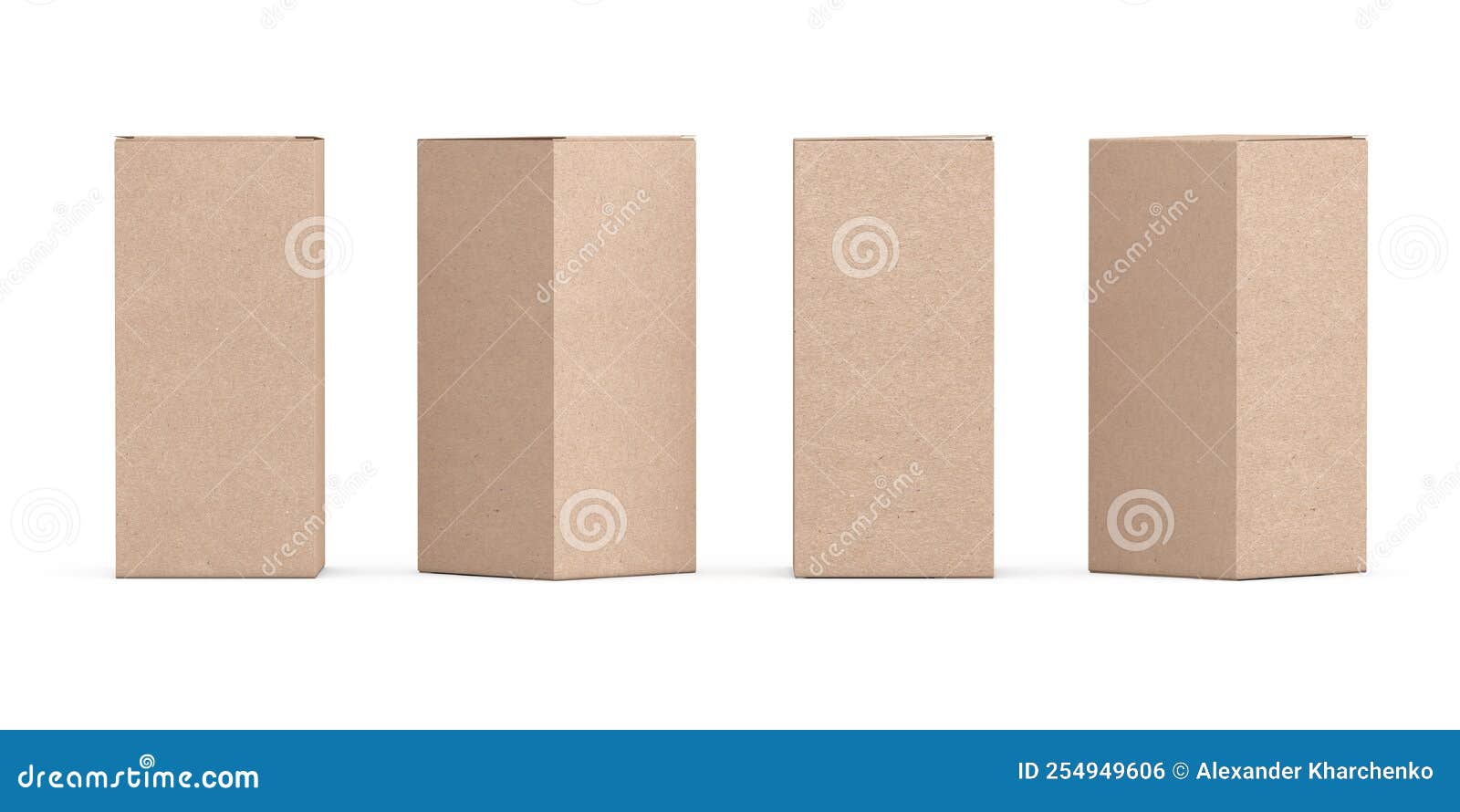 Brown Cardboard Paper Package Box Mockup in Different View. 3d ...