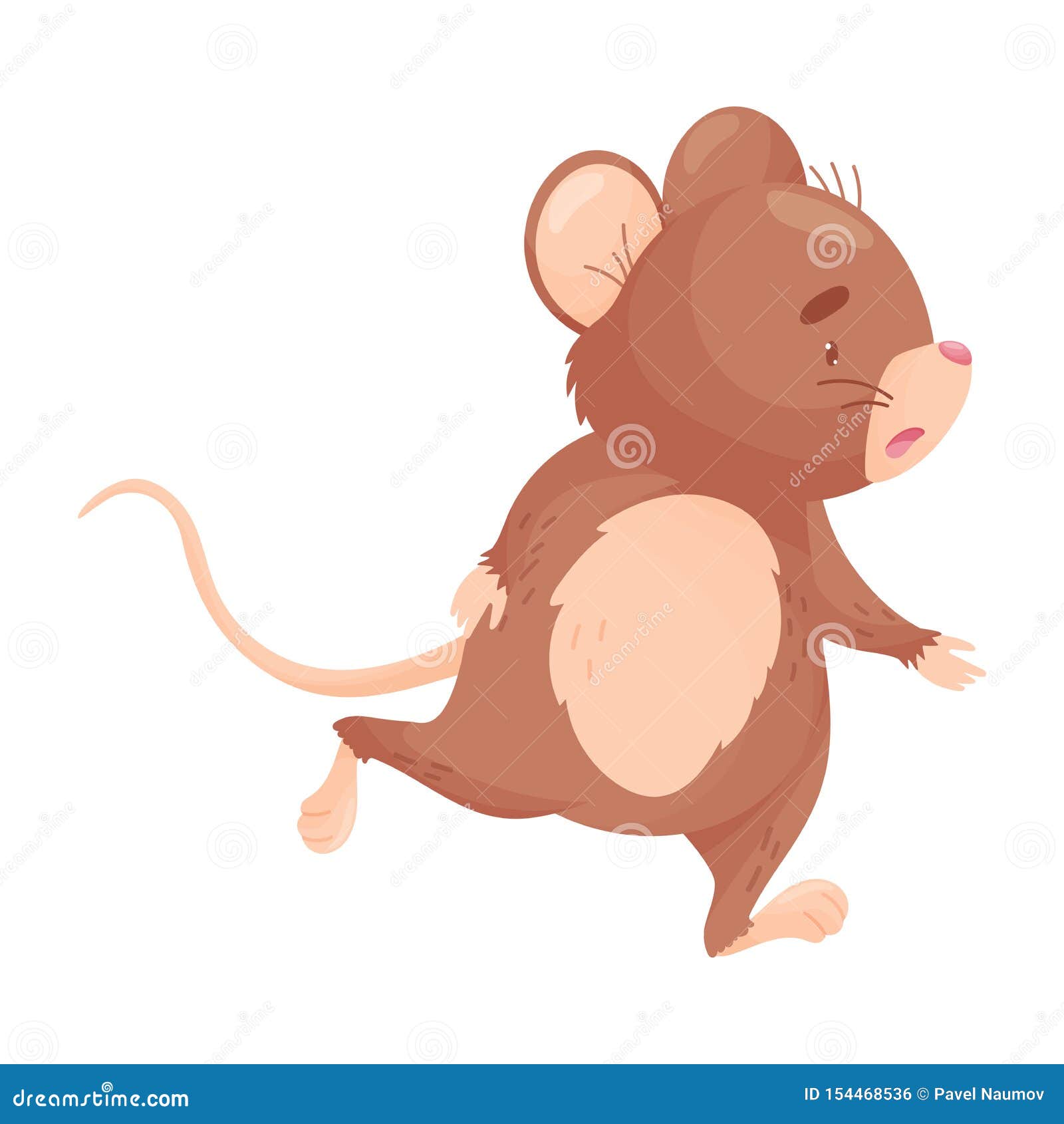 Brown Cartoon Mouse Runs. Vector Illustration On White Background ...