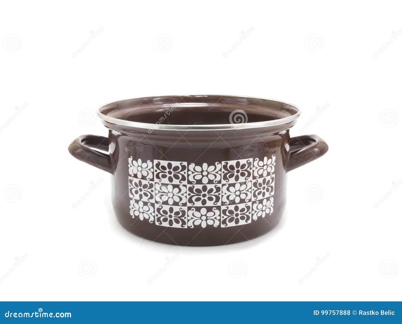 Brown Cast Iron Cooking Pot, Isolated on White Background Stock Photo ...