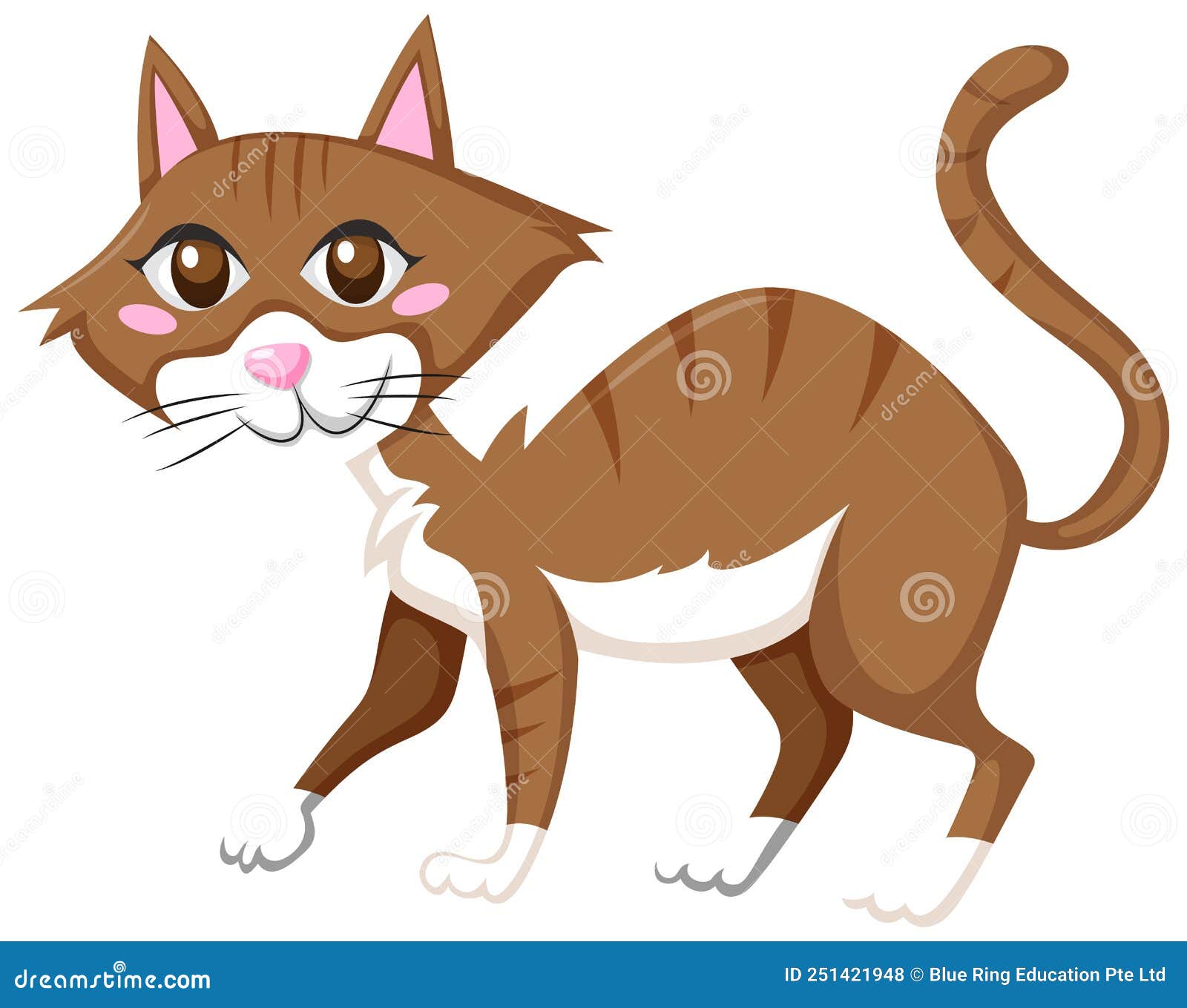 Brown cat in cartoon style stock vector. Illustration of living - 251421948