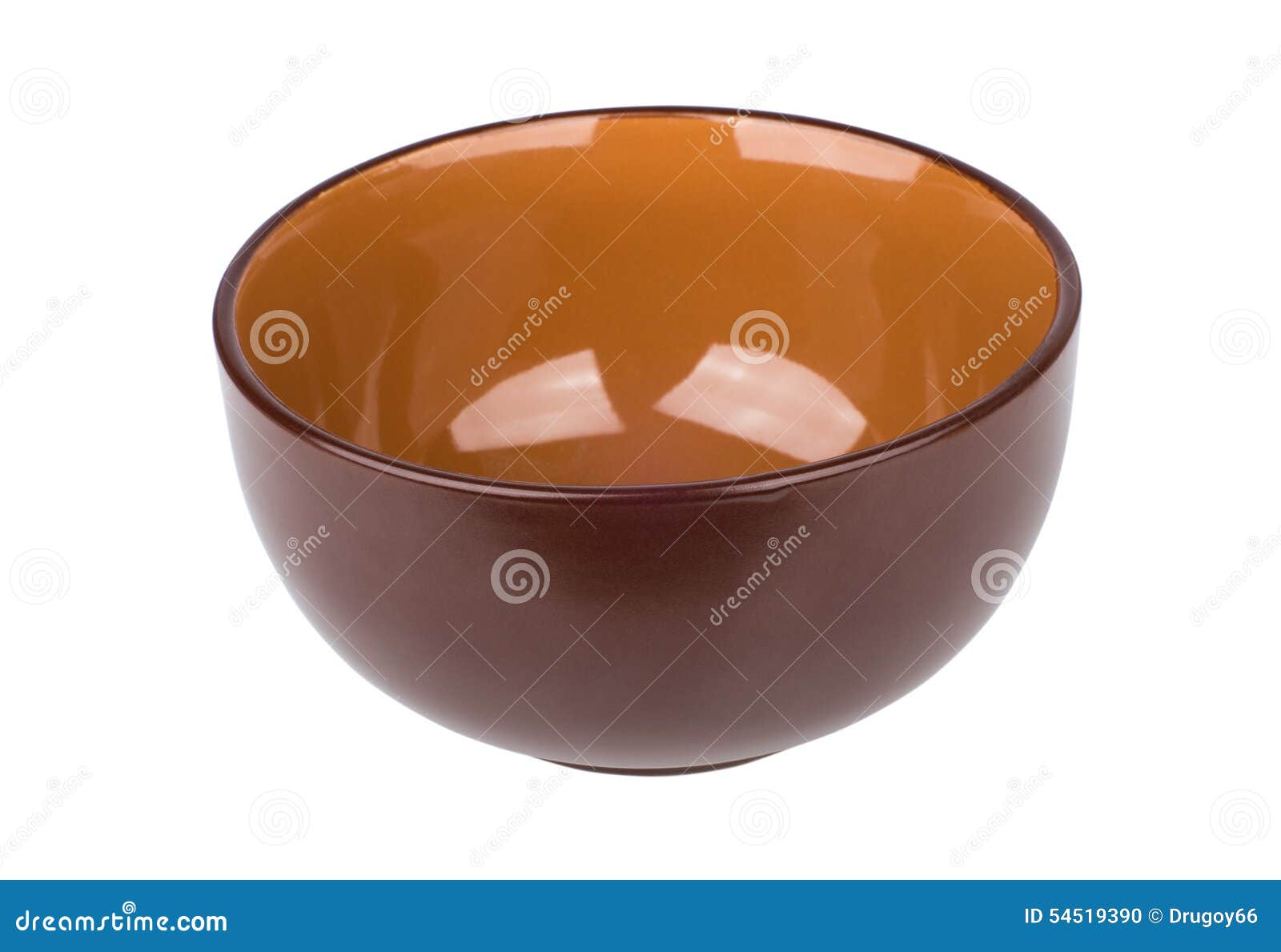 Brown Ceramic Bowl Isolated on White Stock Photo - Image of close ...