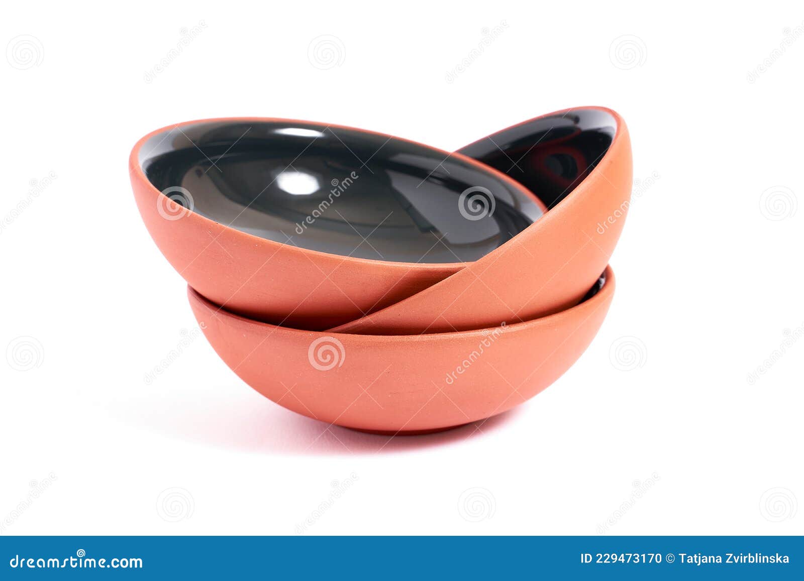 Brown Handmade Ceramic Bowls Stock Photo - Image of table, bowl: 229473170