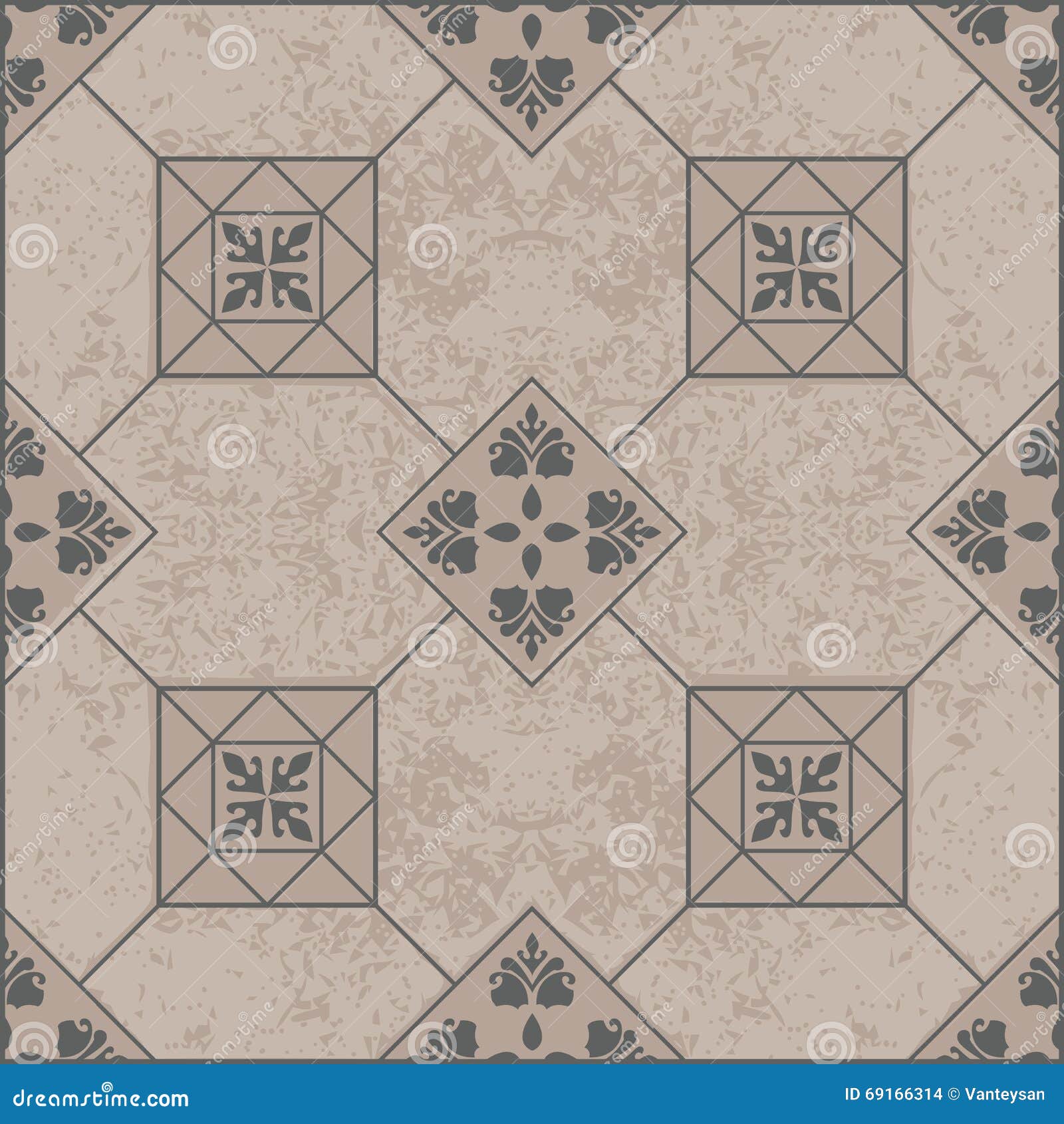 Brown Ceramic Tile with Seamless, Floral Pattern Stock Vector ...