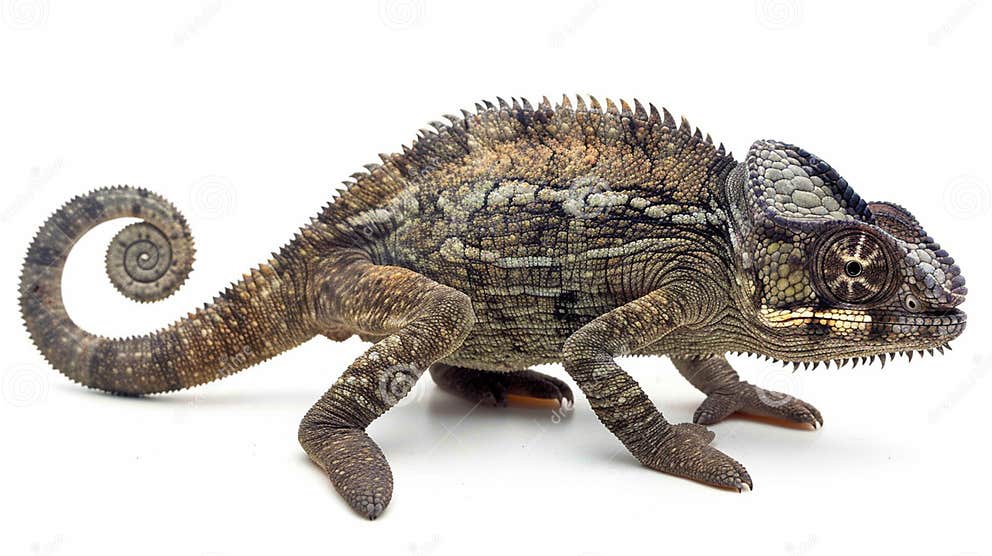 Chameleon with Curled Tail in Front View Generative Ai Stock ...