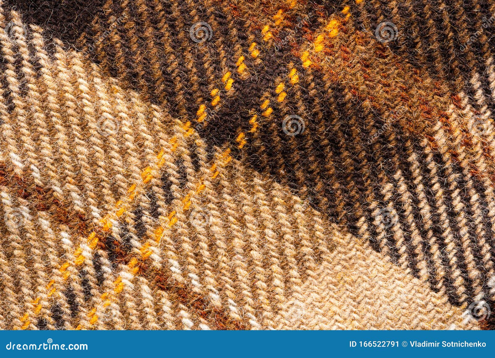Brown Checked Fabric. Scottish Wool. Close Up Stock Image - Image of ...