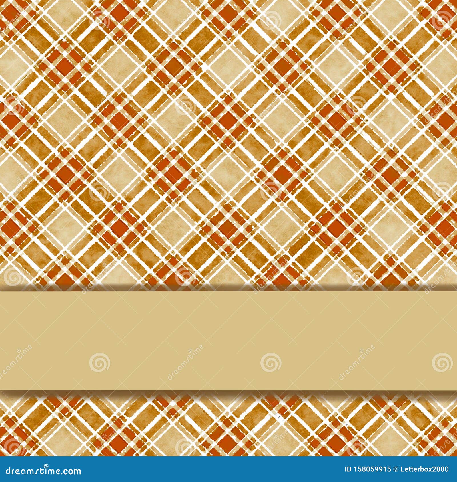 Brown Checkered Background with Wide Stripe for Text. Geometric Pattern ...