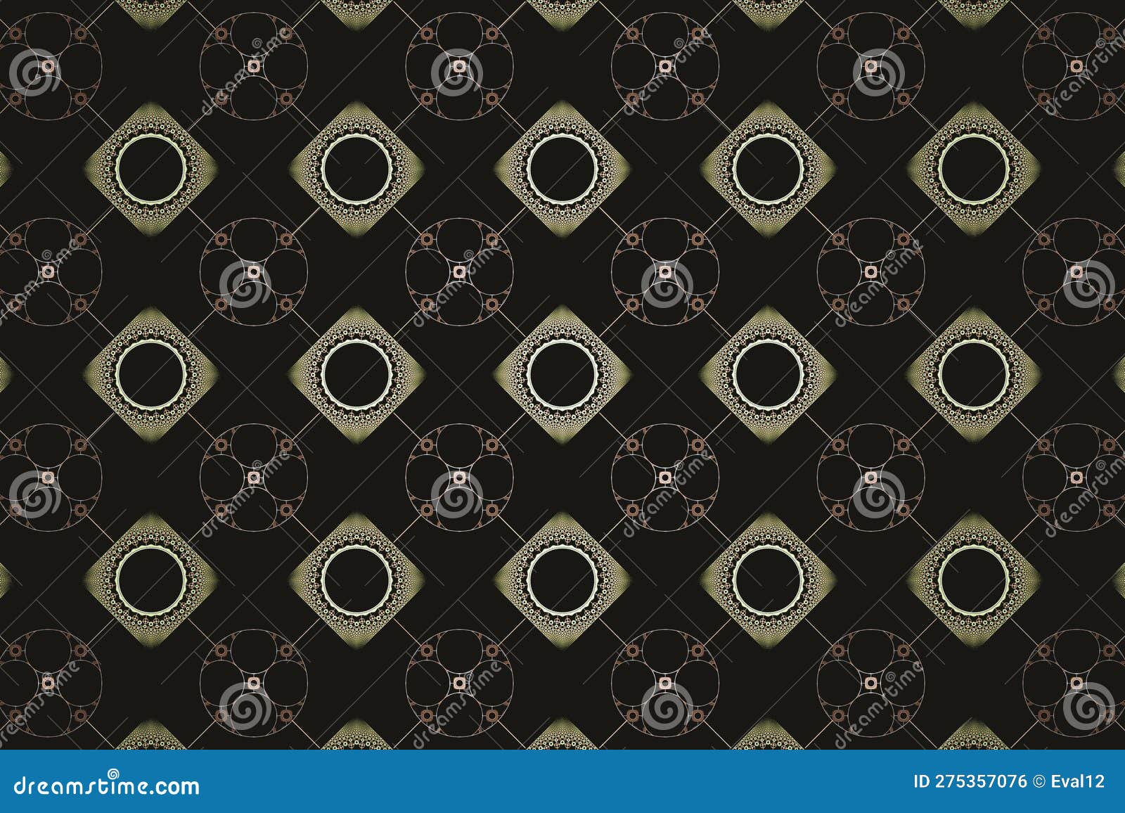 Brown Checkered Pattern of Squares and Circles on a Black Background ...