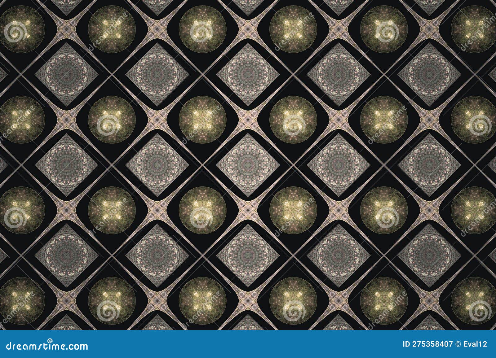 Brown Checkered Pattern of Squares and Circles on a Black Background ...