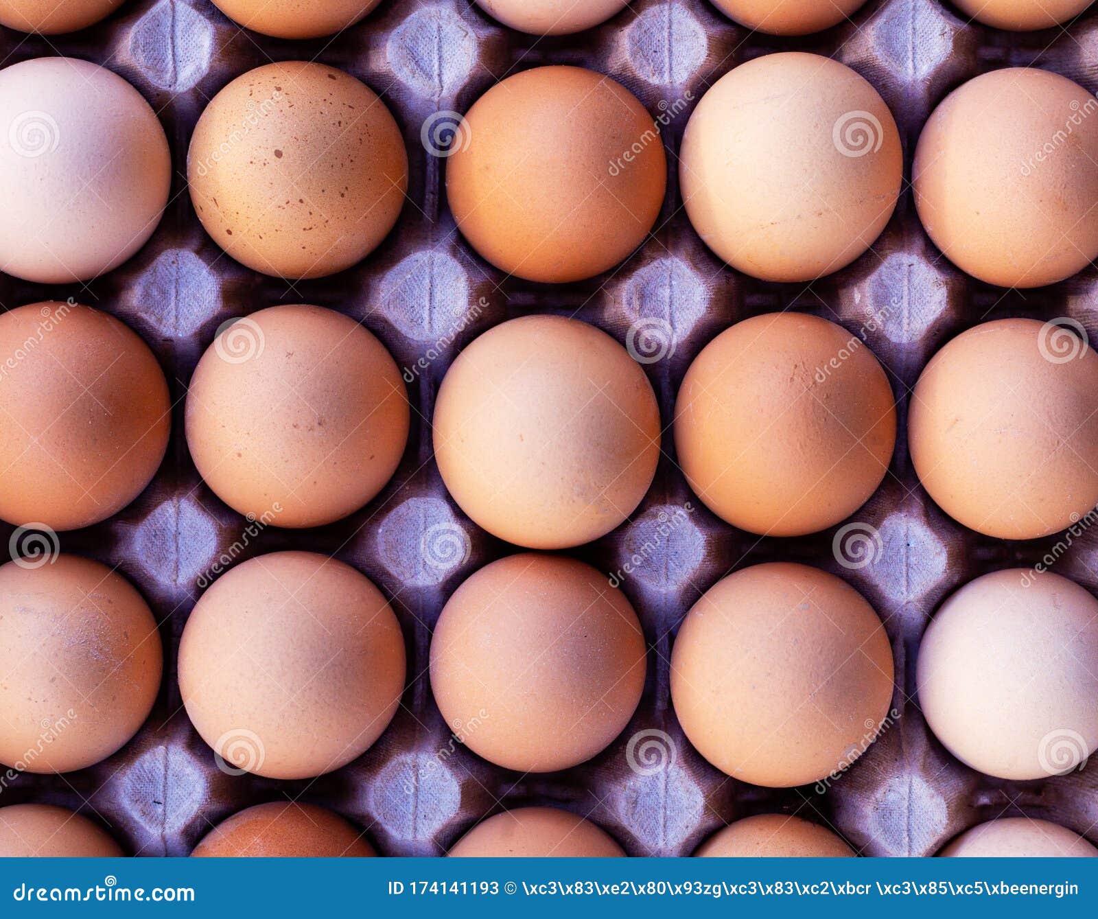 Brown Chicken Eggs in a Carton Box Top View Stock Image - Image of farm ...