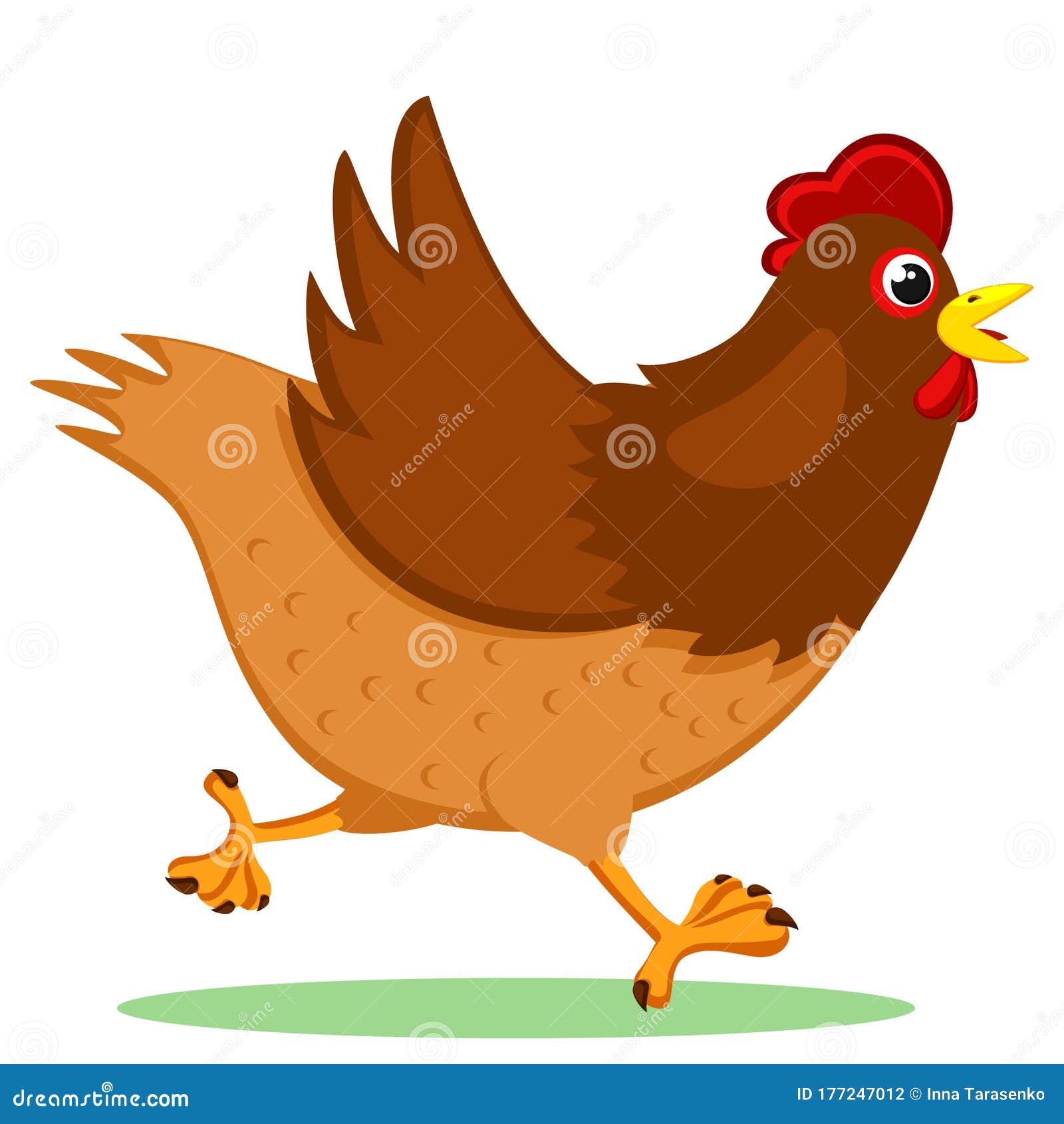 Brown Chicken Runs on a White. Character Stock Illustration ...