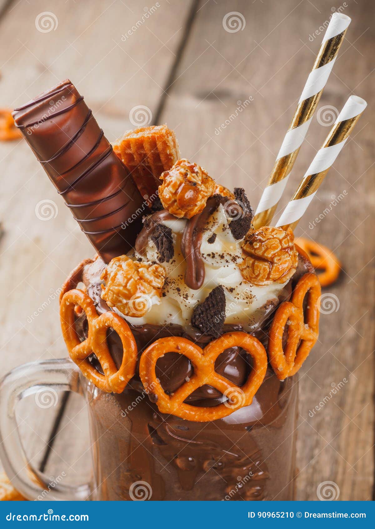 Brown chocolate freakshake stock photo. Image of glass - 90965210