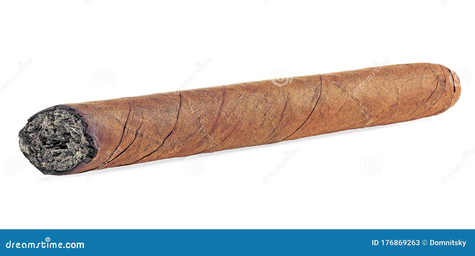 Brown Cigar Burned on White Background. Smoky Cuban Cigar Stock Image ...