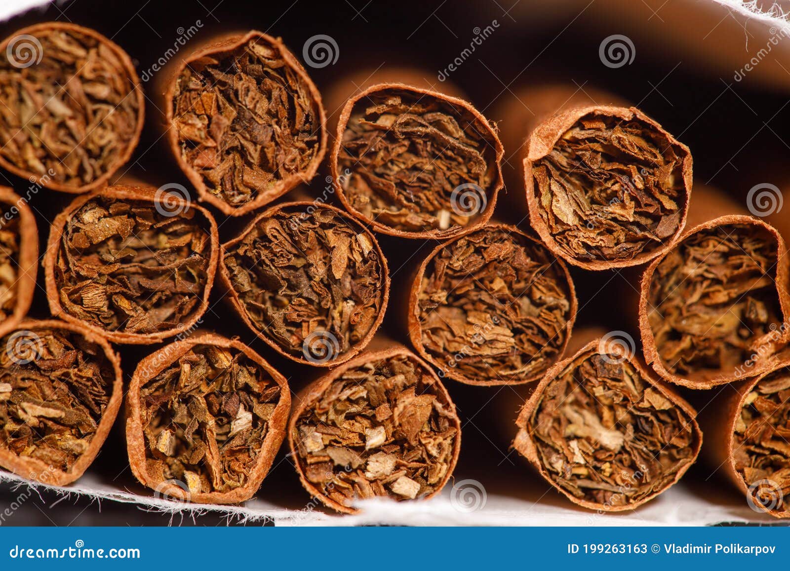Brown Cigarettes in a Pack Close-up. Horizontal Frame Stock Image ...