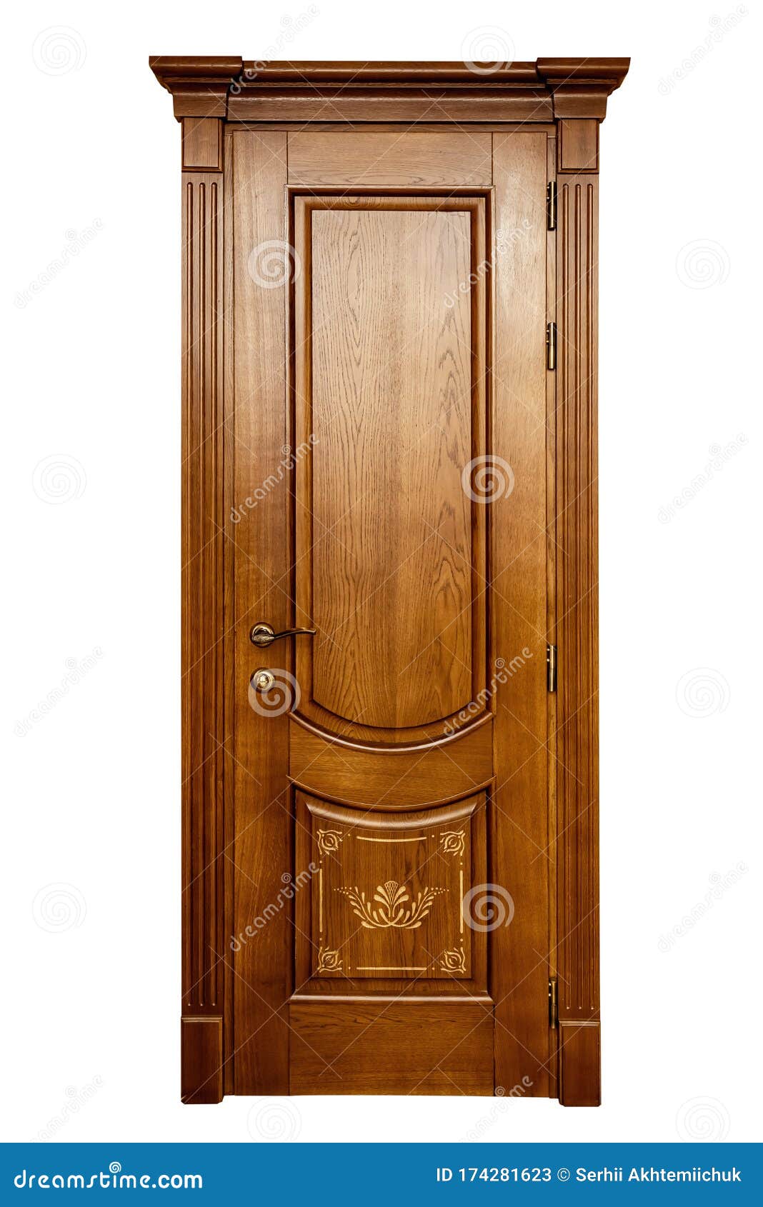 Brown Classic Wooden Door Isolated on White Background. the Doors are ...